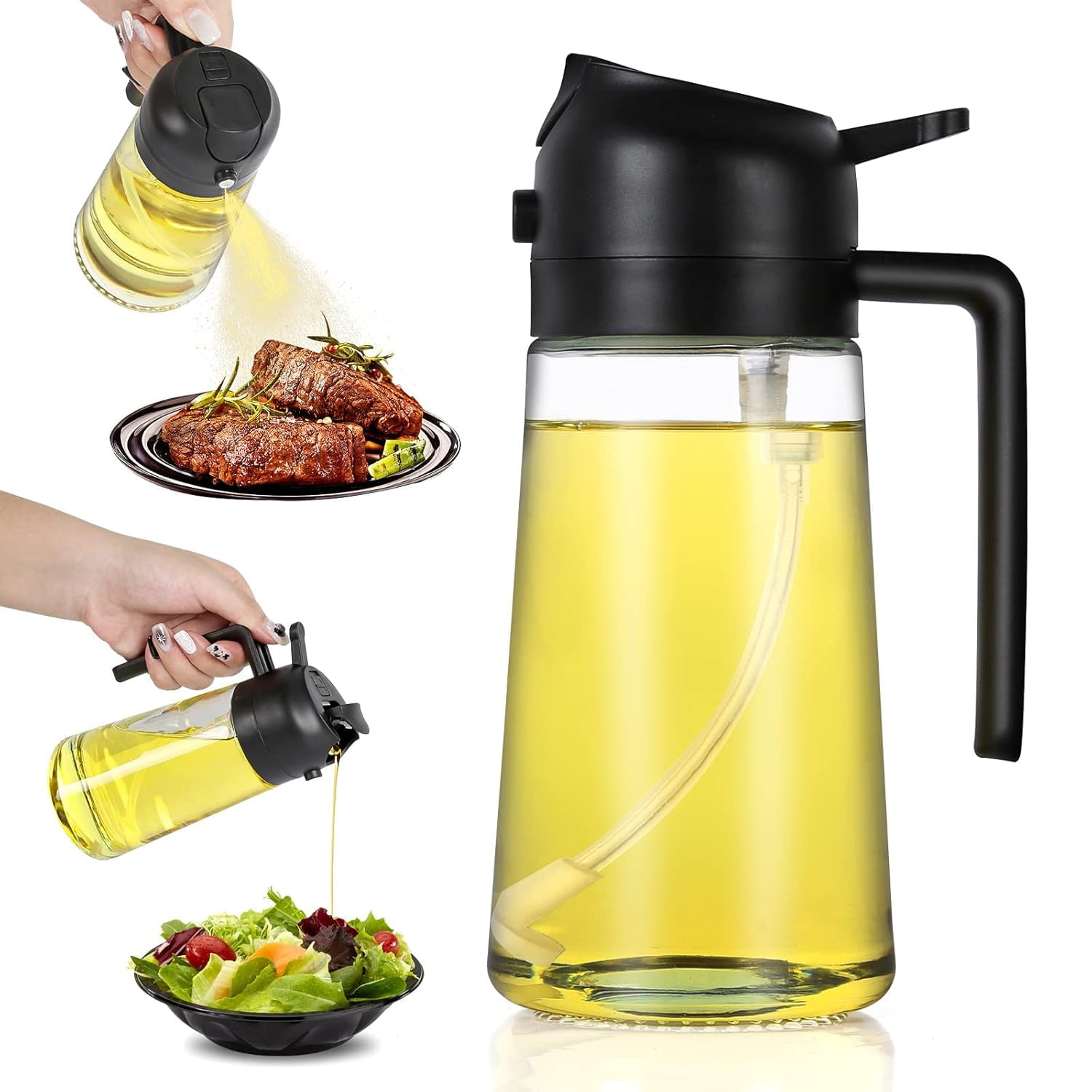 Sagreeny Multifunctional 2 in 1 Oil Dispenser and Spray Bottle 450ml ...