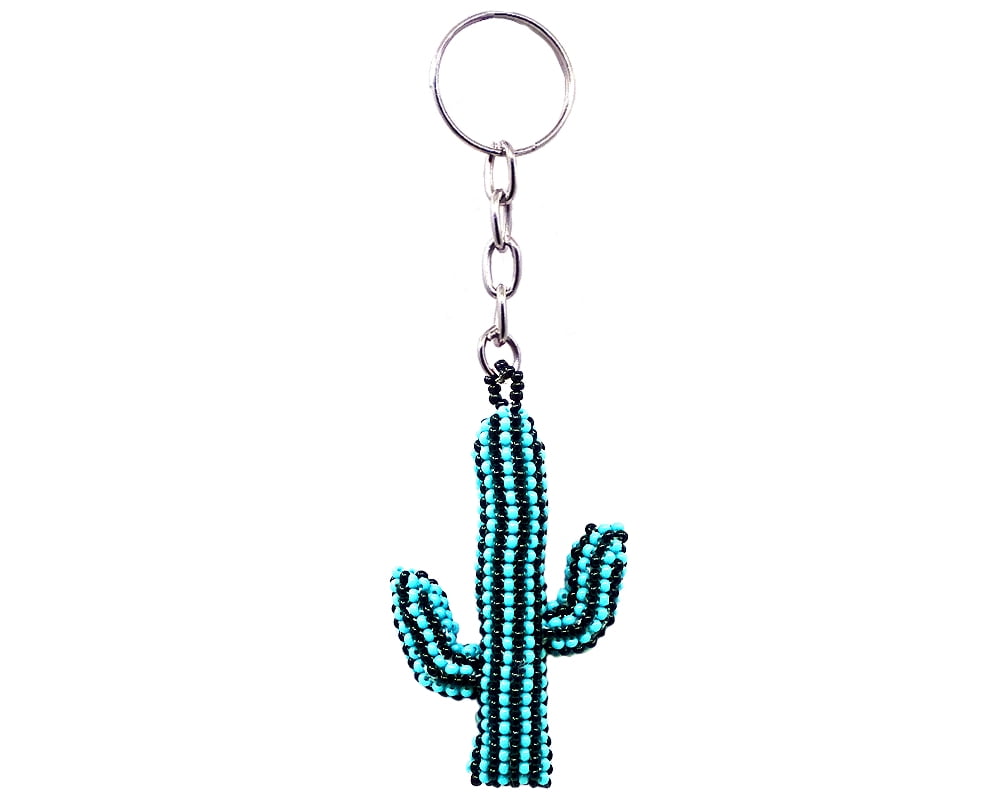 Saguaro Cactus Plant Seed Bead 3D Figurine Keychain Metal Ring ...