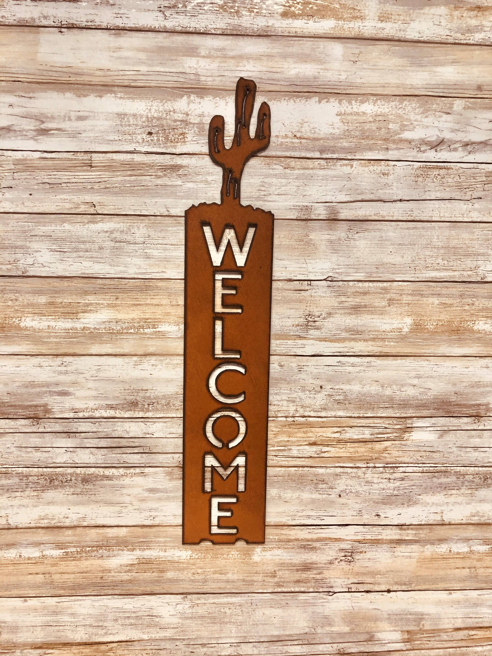 Saguaro Cactus Southwestern Vertical Welcome Sign - Walmart.com