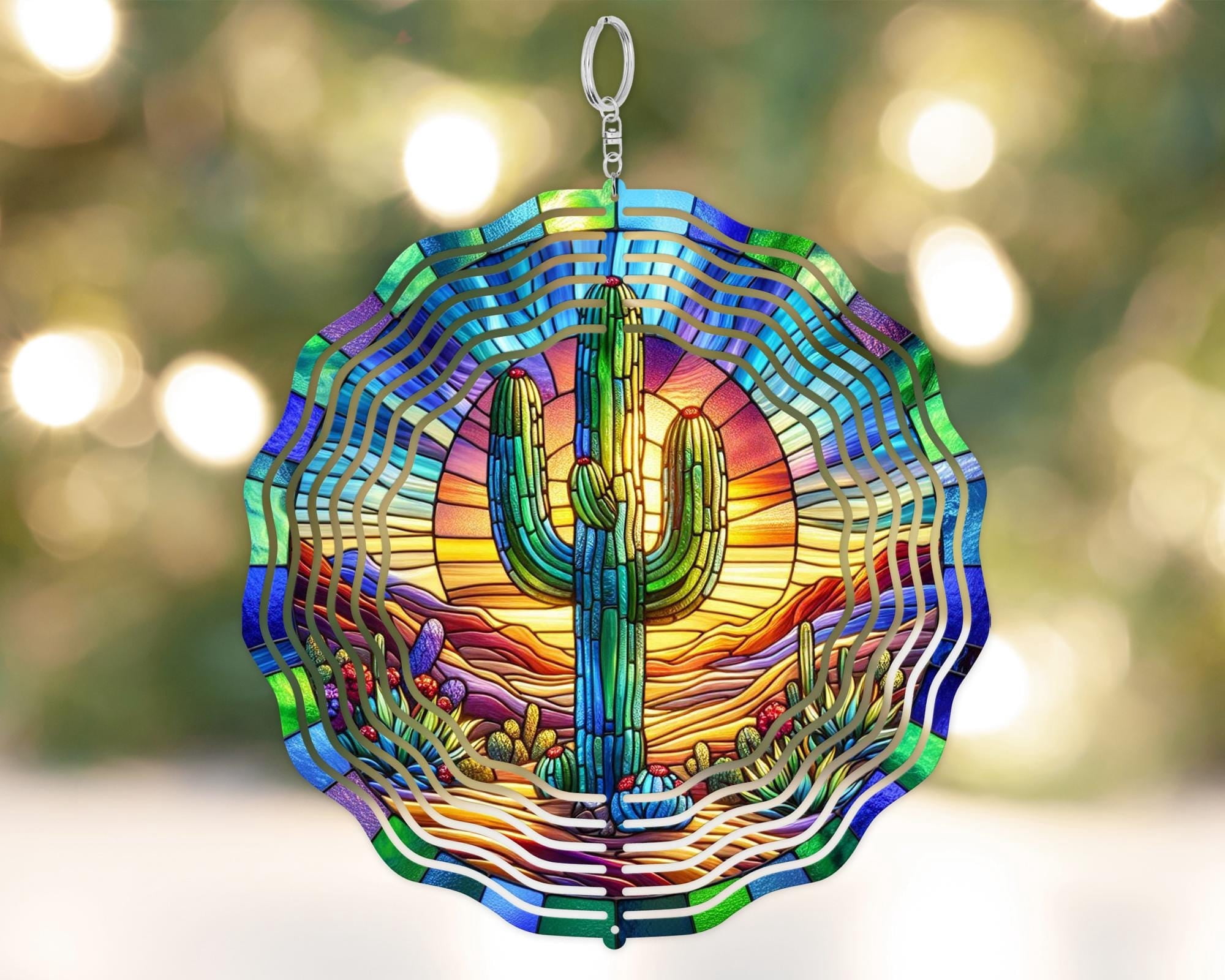Saguaro Cactus Wind Spinner: Colorful Desert Sunset Kinetic Art ...