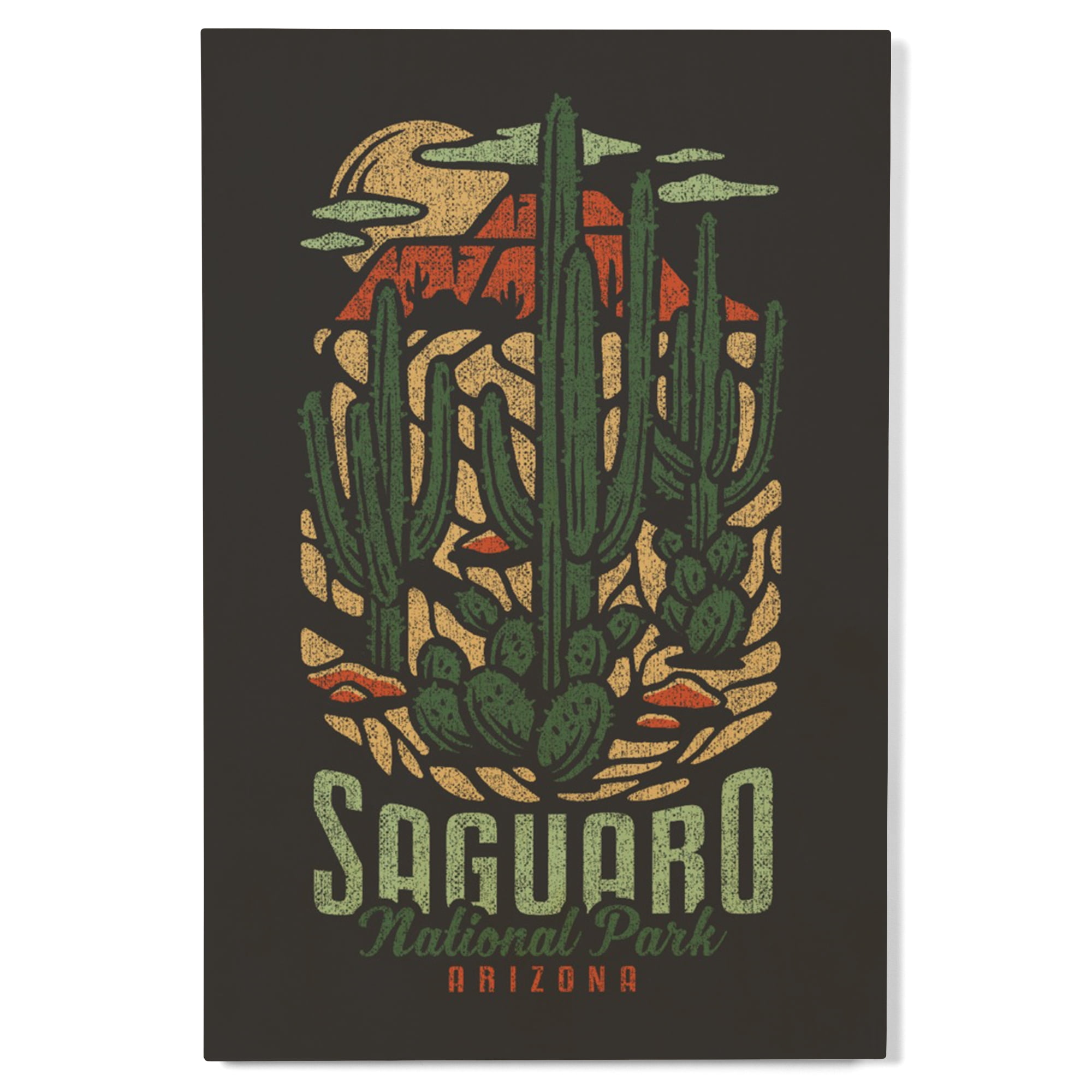 Saguaro National Park, Arizona, Distress Vector Shapes Birch Wood Wall ...