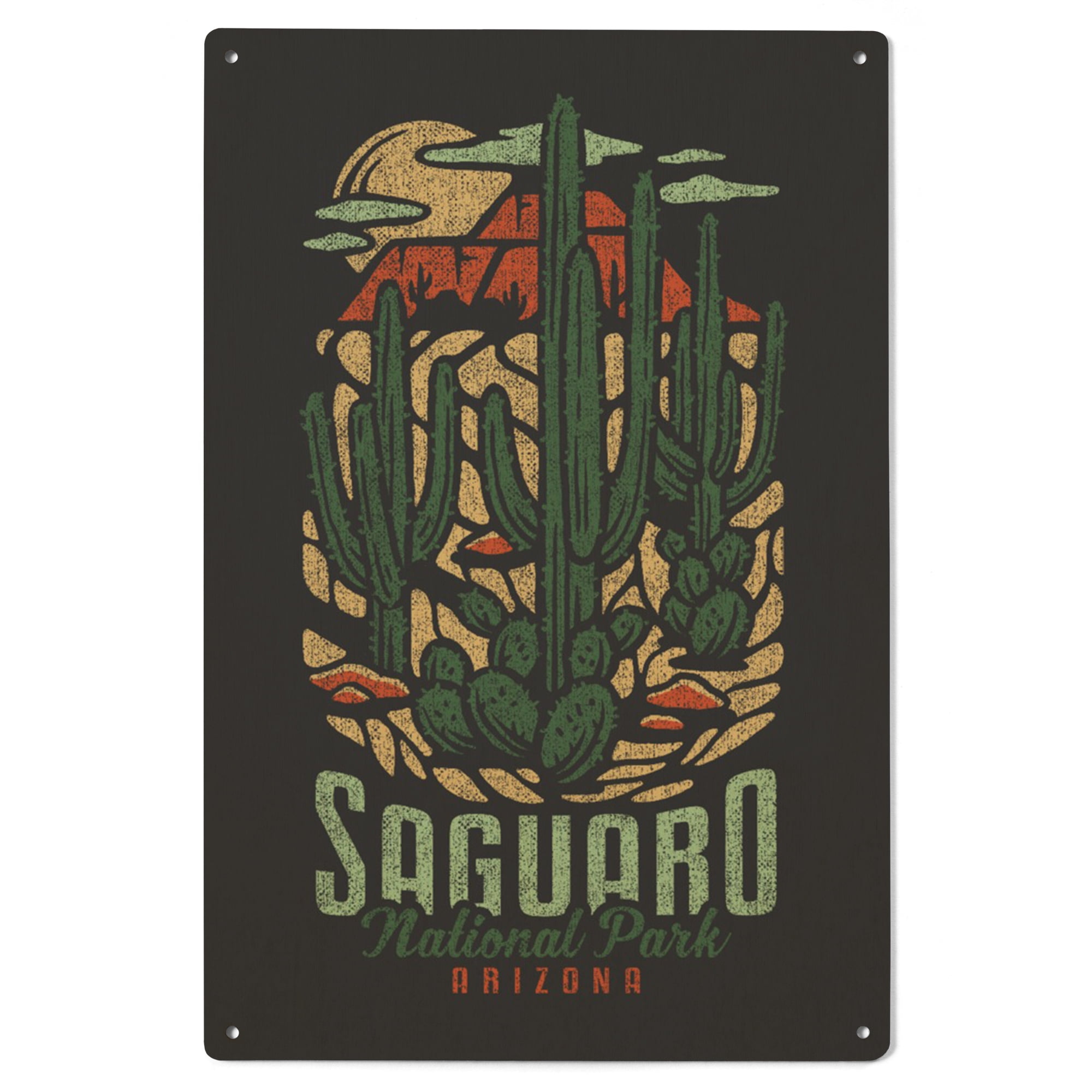 Saguaro National Park, Arizona, Distress Vector Shapes Birch Wood Wall ...