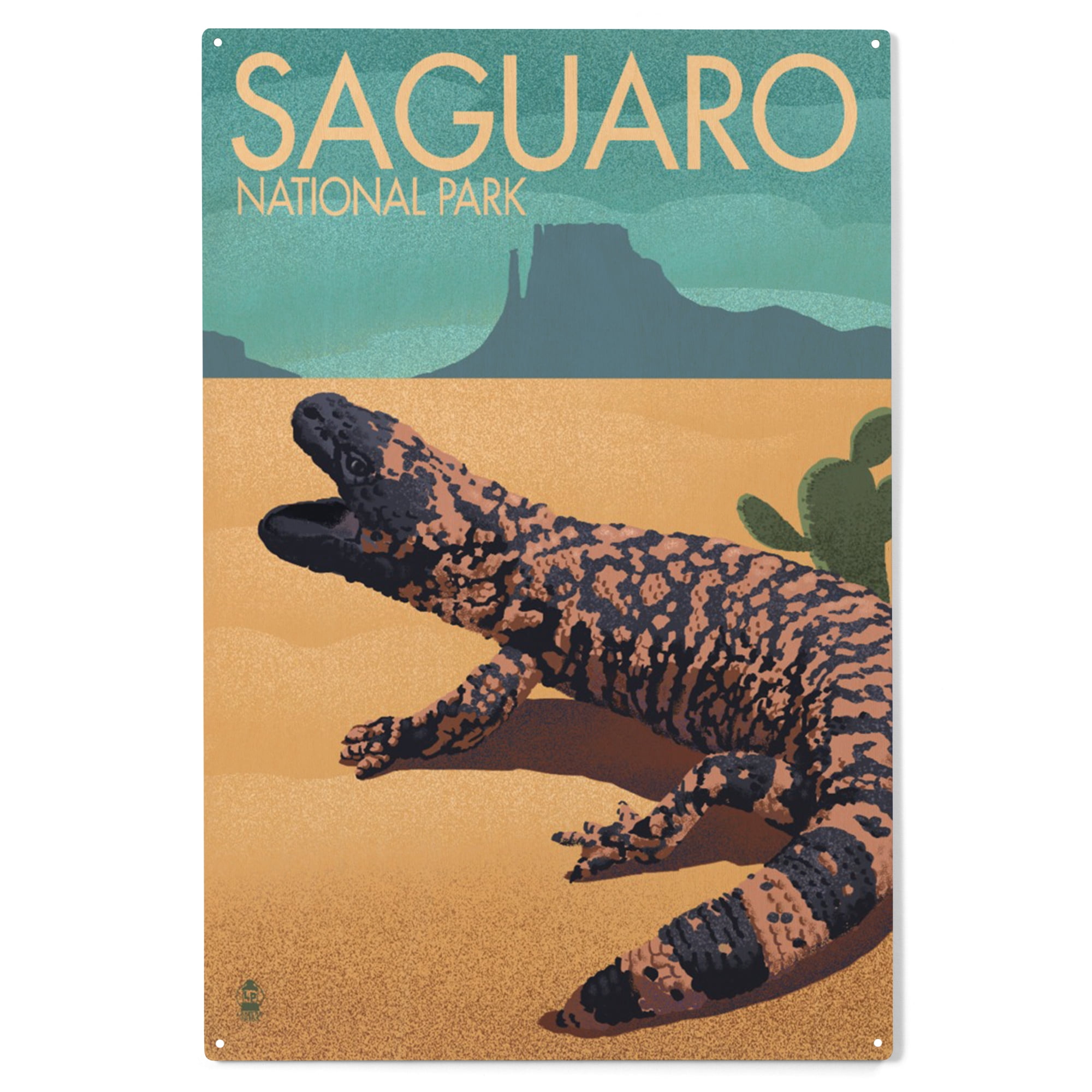 Saguaro National Park, Arizona, Gila Monster, Lithograph Birch Wood ...