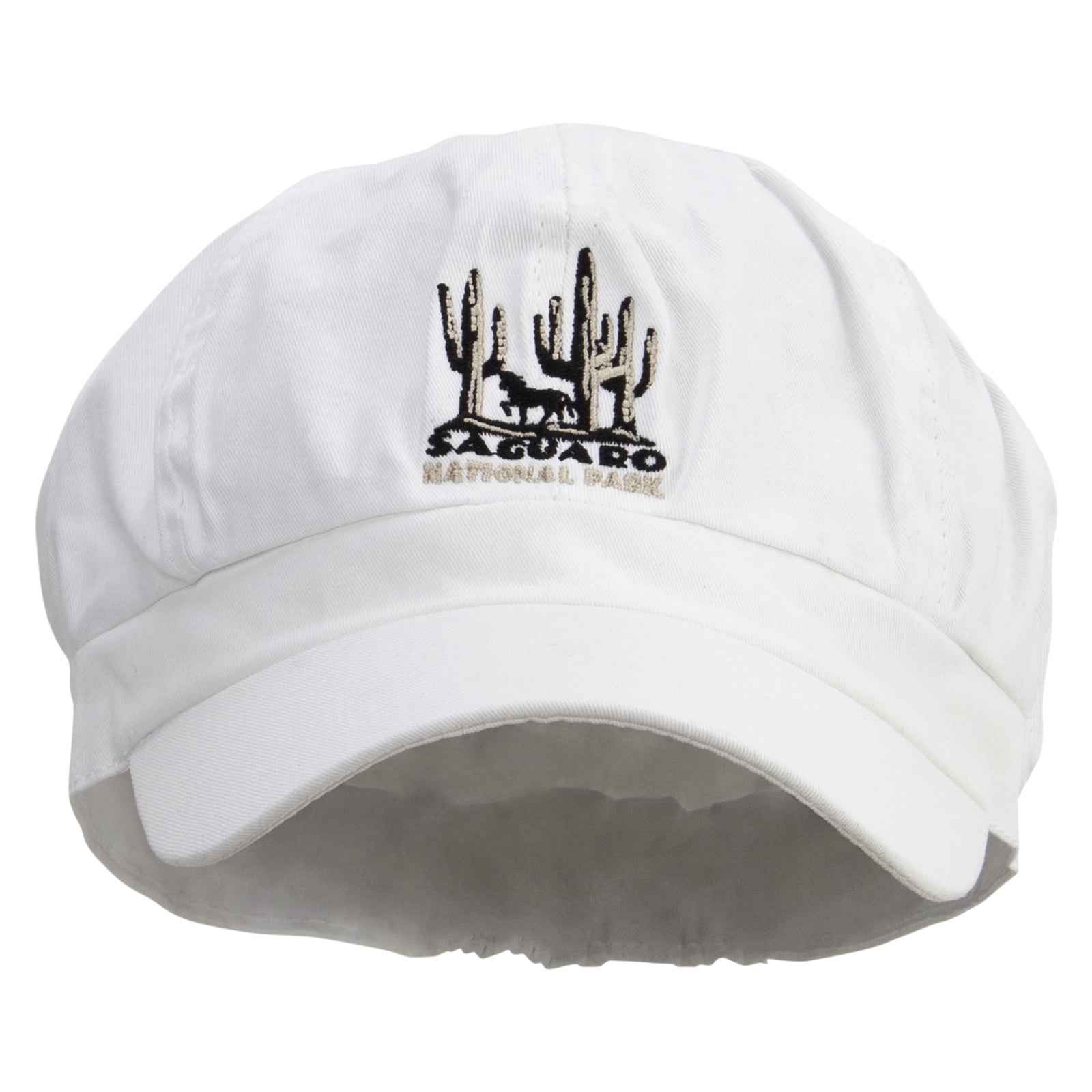Saguaro National Park Embroidered Cotton Elastic Newsboy Cap - White ...