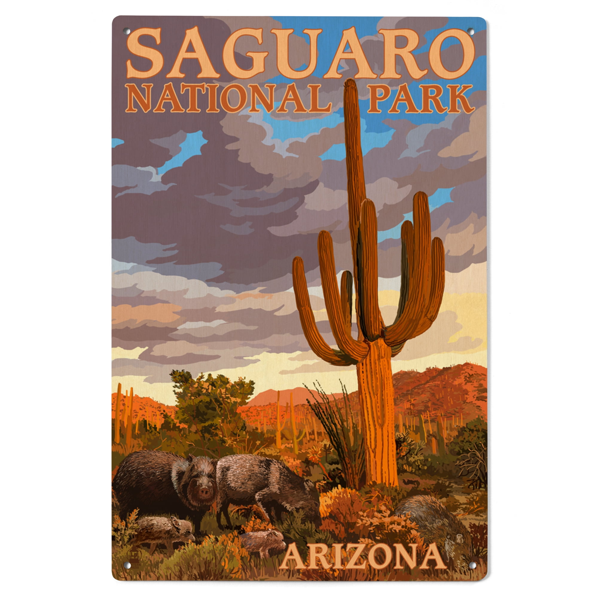 Saguaro National Park, Javelina Birch Wood Wall Sign (6x9 Rustic Home ...