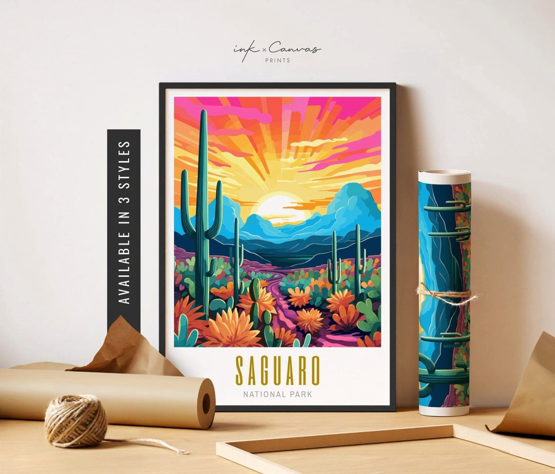 Saguaro National Park Poster Saguaro Cactus Poster Us National Parks ...