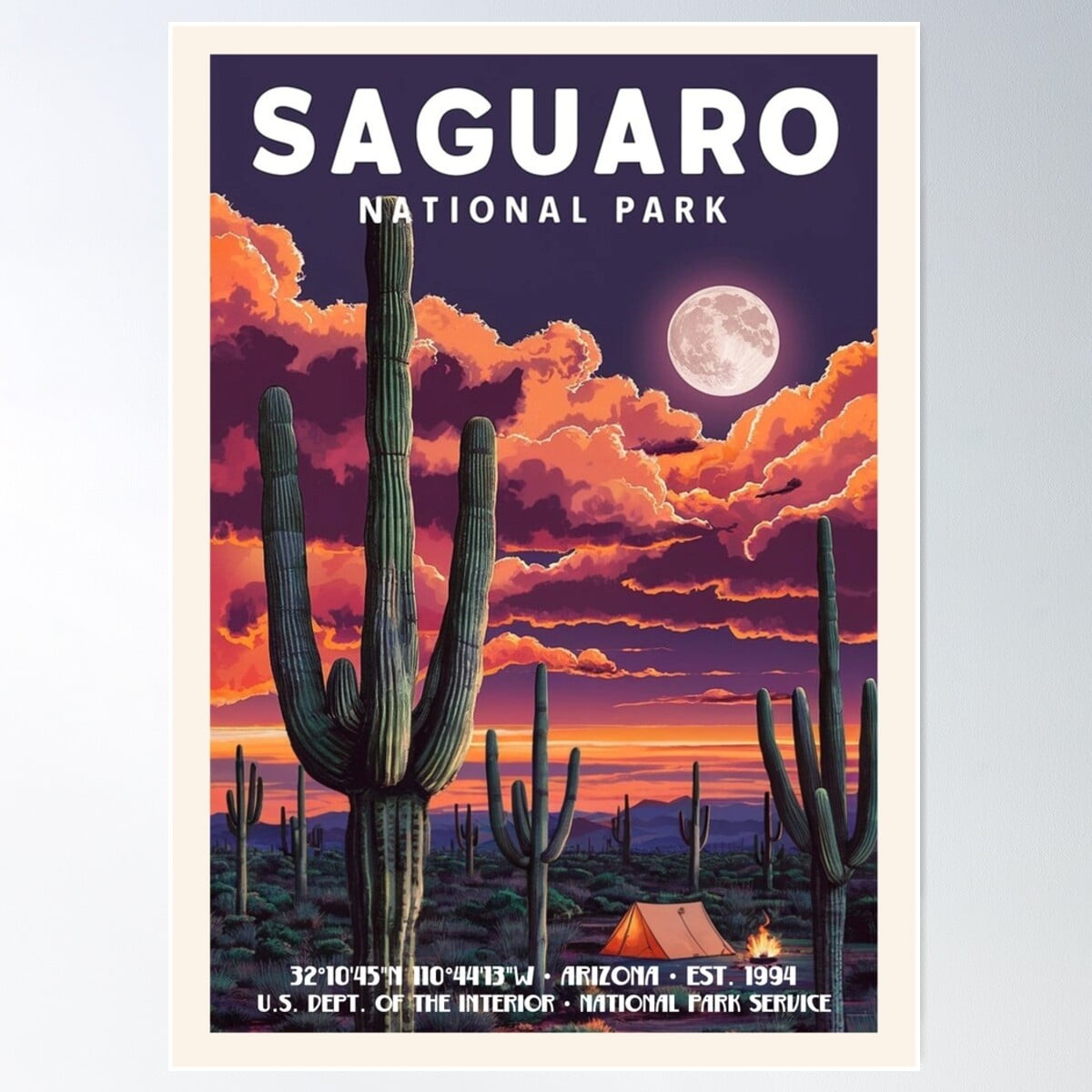 Saguaro National Park, Vintage Travel Poster Wall Art, Modern Wall Decor For Living Room Bedroom ...