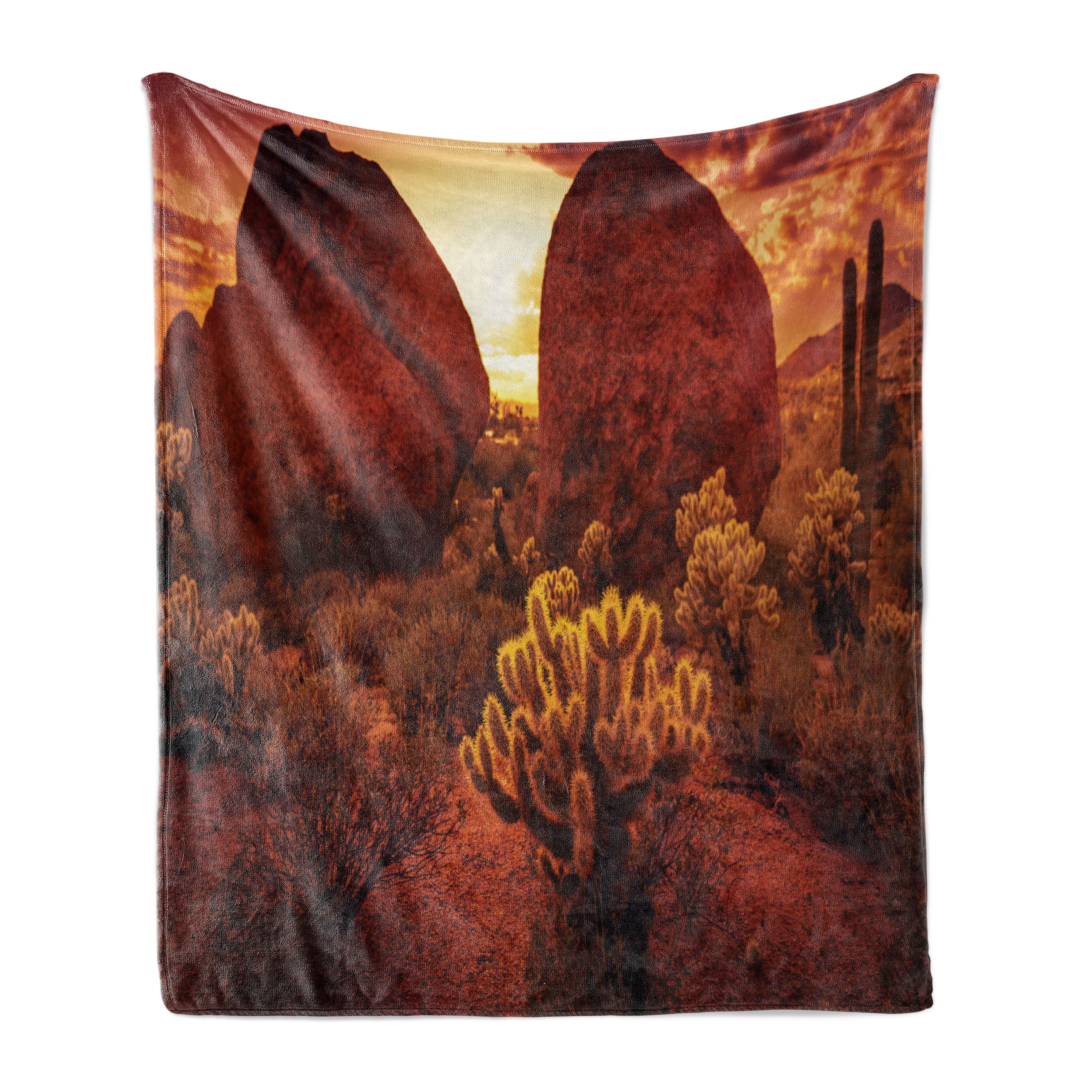 Saguaro Soft Flannel Fleece Blanket, Dramatic Desert Scenery Like Burnt ...