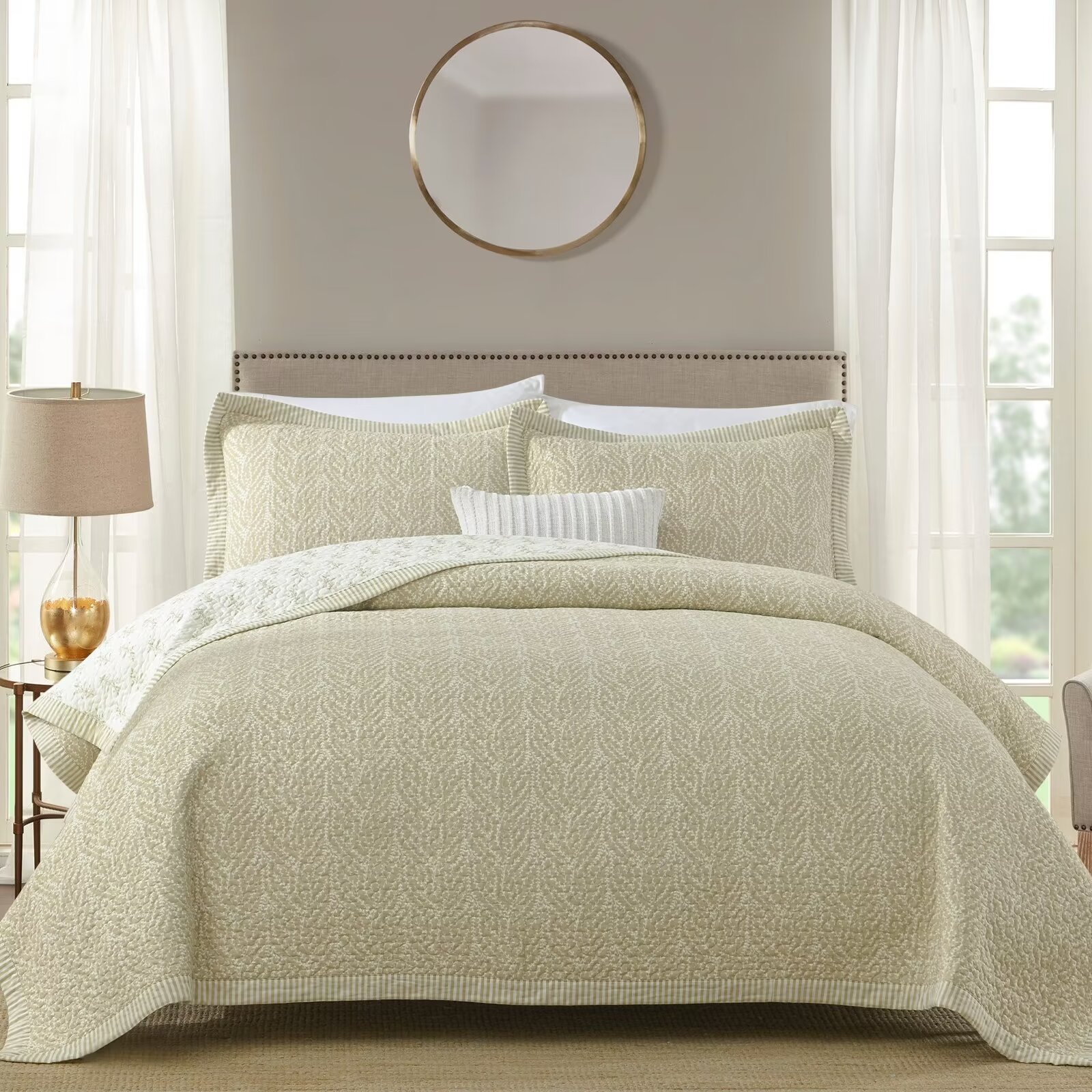 PANGUSHAN 100% Cotton King Quilt Set, Farmhouse Patchwork King Size ...