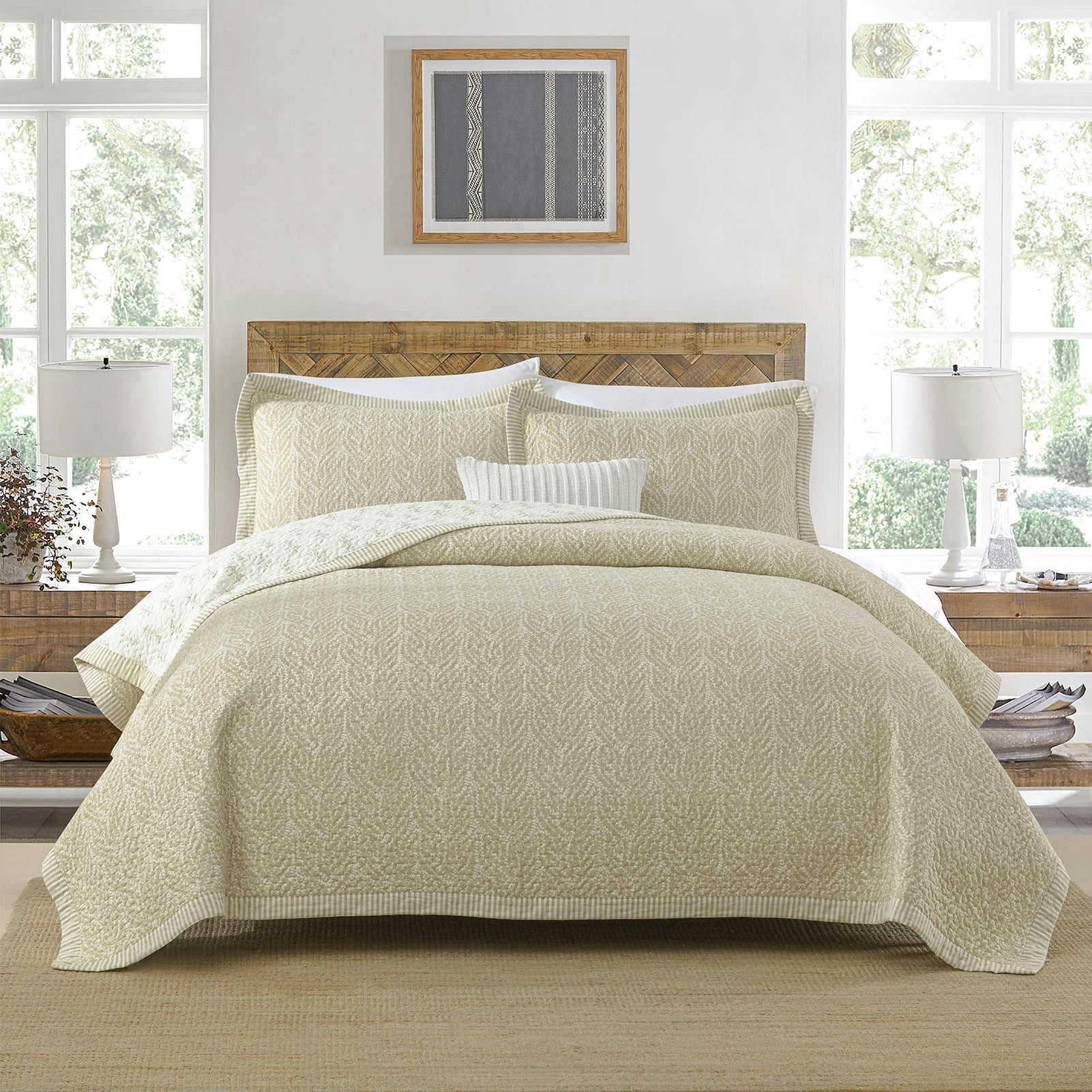 Sahsahcasa Botanical Quilts Queen Size 100 Cotton Queen Comforter Set
