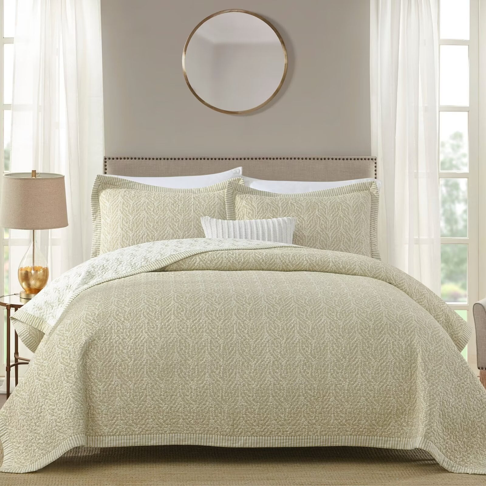 SahSahCasa Botanical Quilts Queen Size, 100% Cotton Queen Comforter Set ...