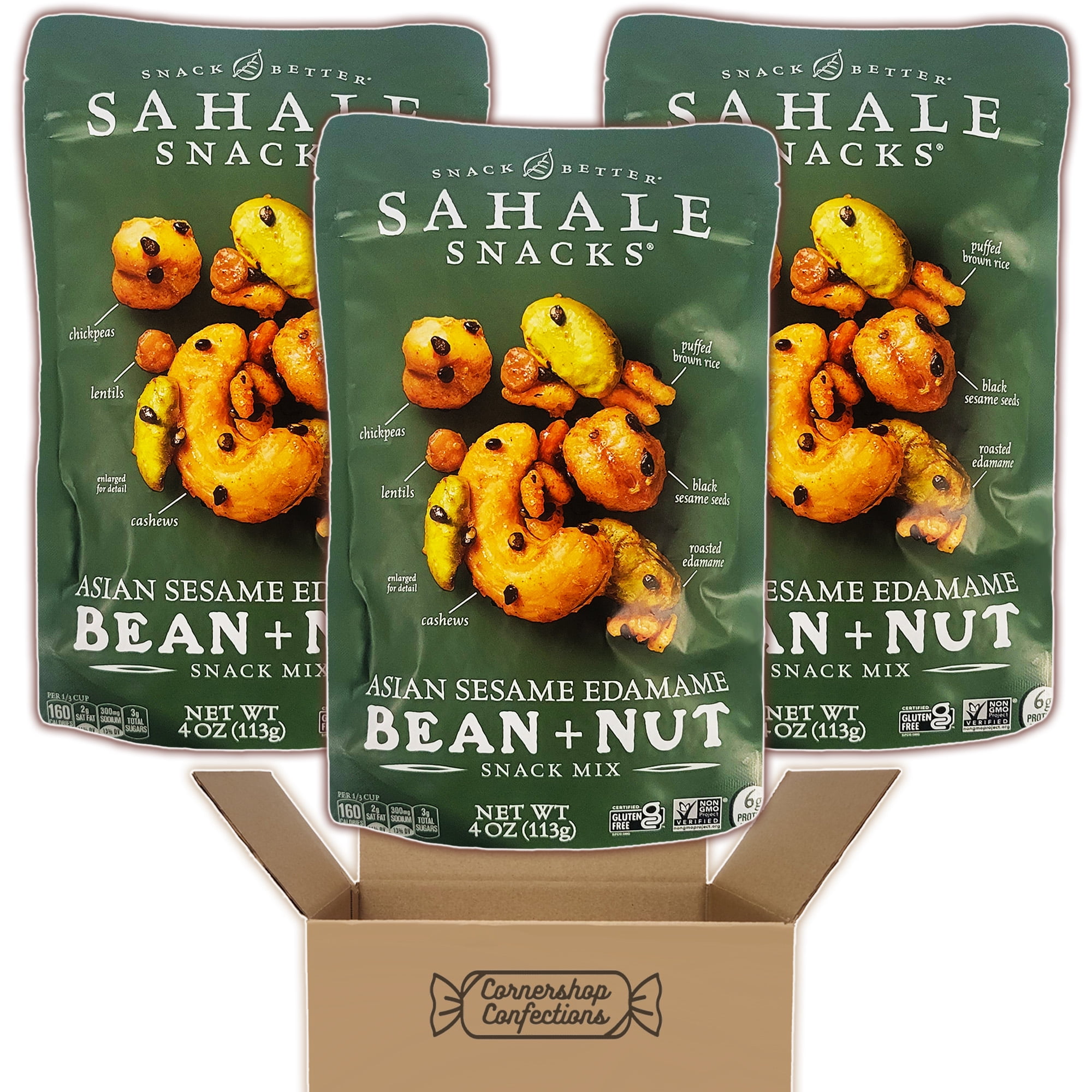 Sahale Asian Sesame Edamame Bean and Nut Snack Mix 3 Bag Bundle Pack ...