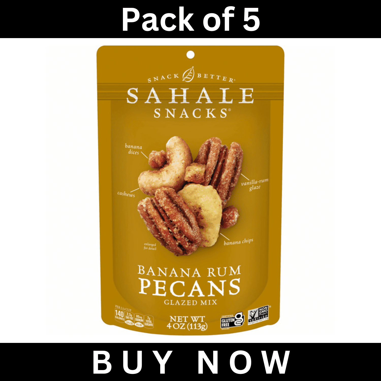 Sahale Snacks Glazed Mix, Banana Rum Pecans, 4 oz (Pack of 5) - Walmart.com