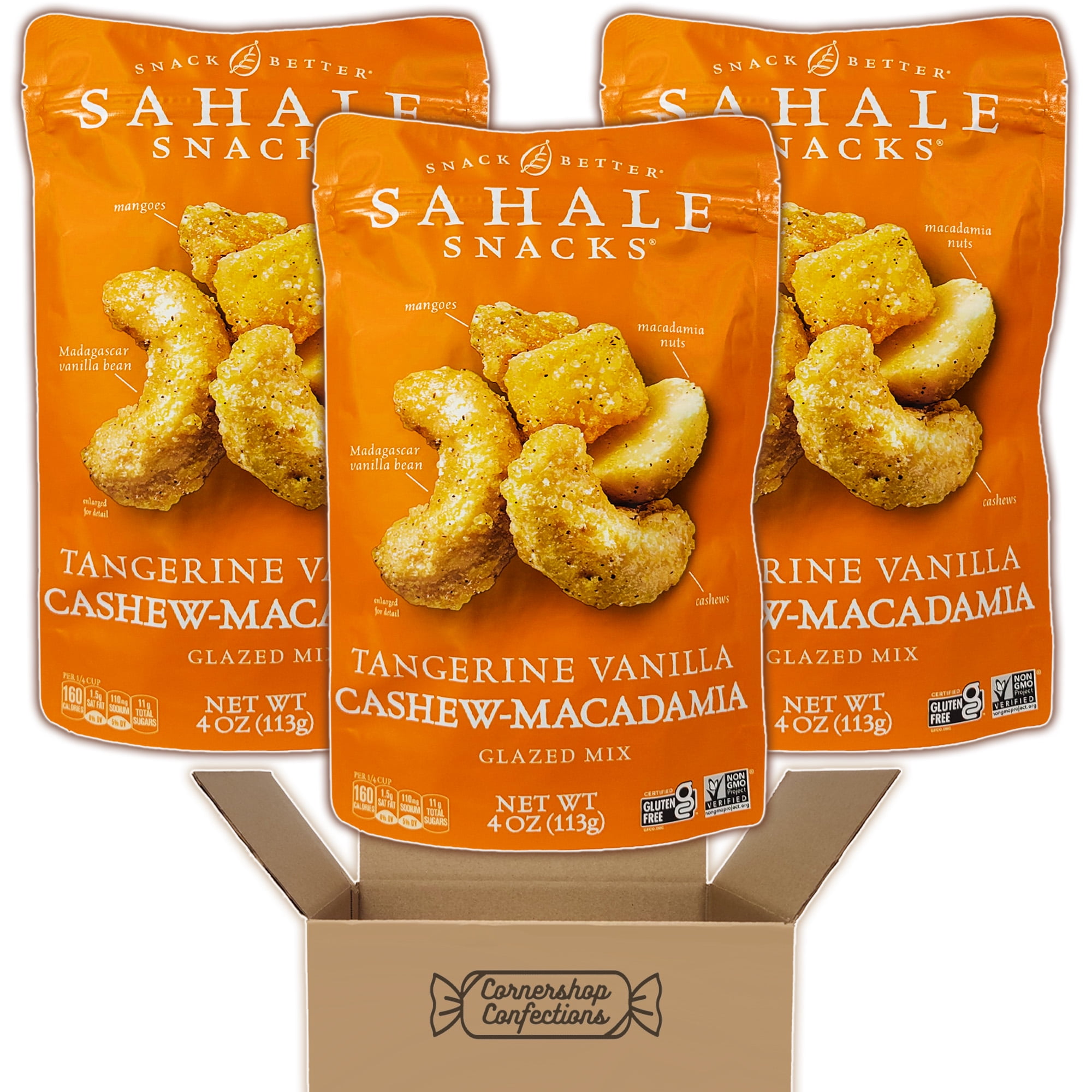 Sahale Tangerine Vanilla Cashew-Macadamia Glazed Mix 3 Bag Bundle Pack ...