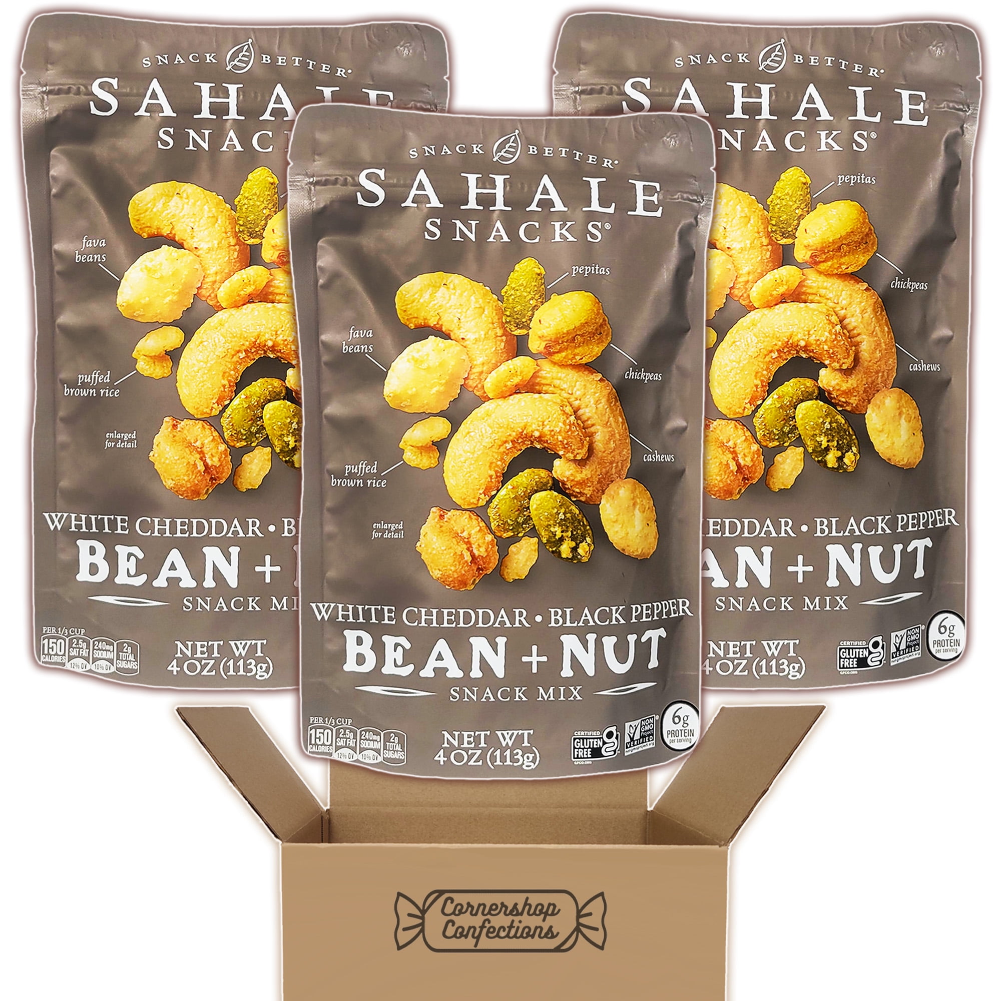 Sahale White Cheddar Black Pepper Bean and Nut Snack Mix 3 Bag Bundle ...