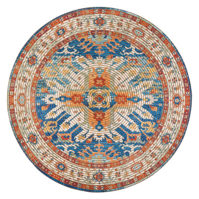 Sahand Blue Distressed Jute Blend Round Area Rug - Walmart.com