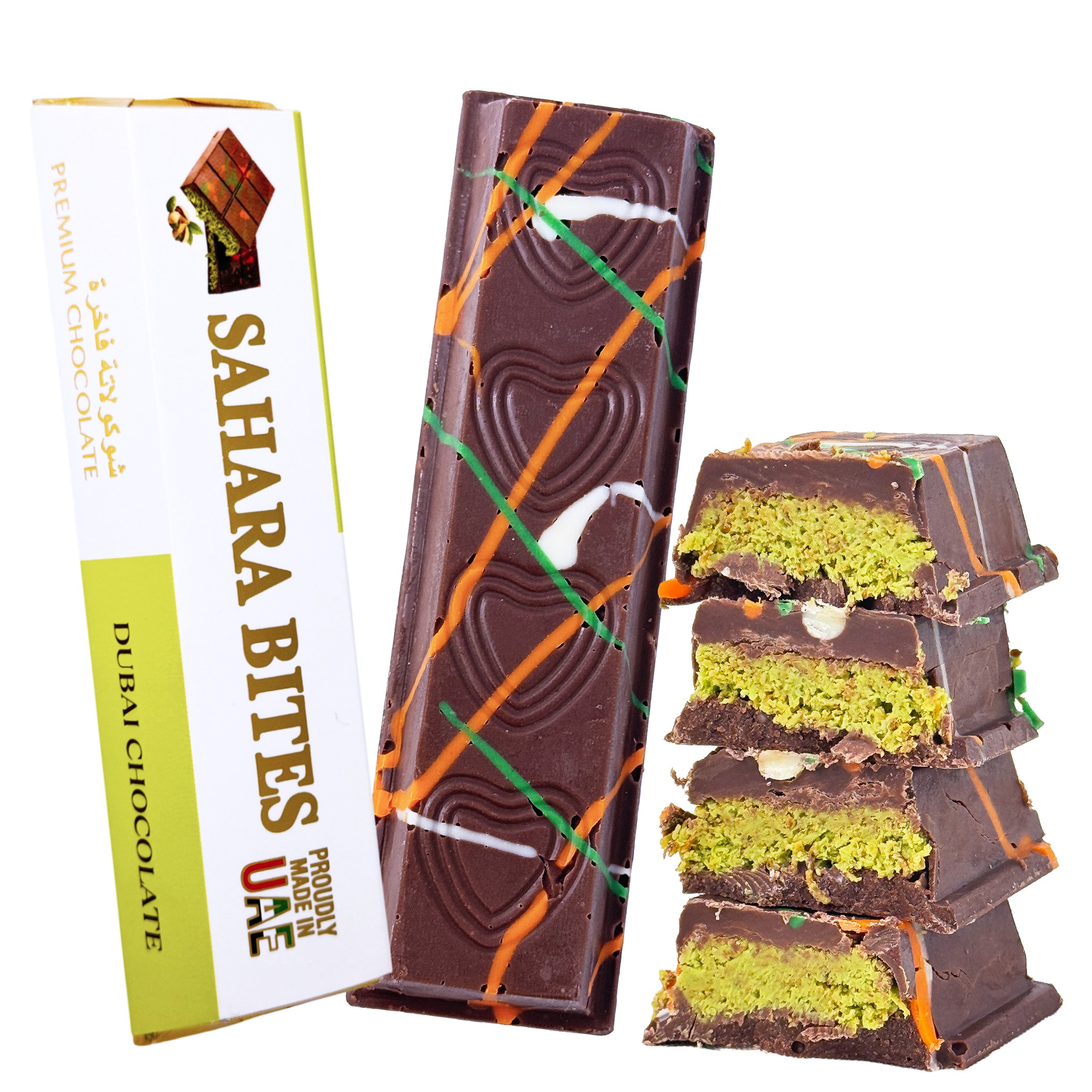 Sahara Bites Dubai Premium Kunafa Pistachio Chocolate Bar, Viral Luxury ...
