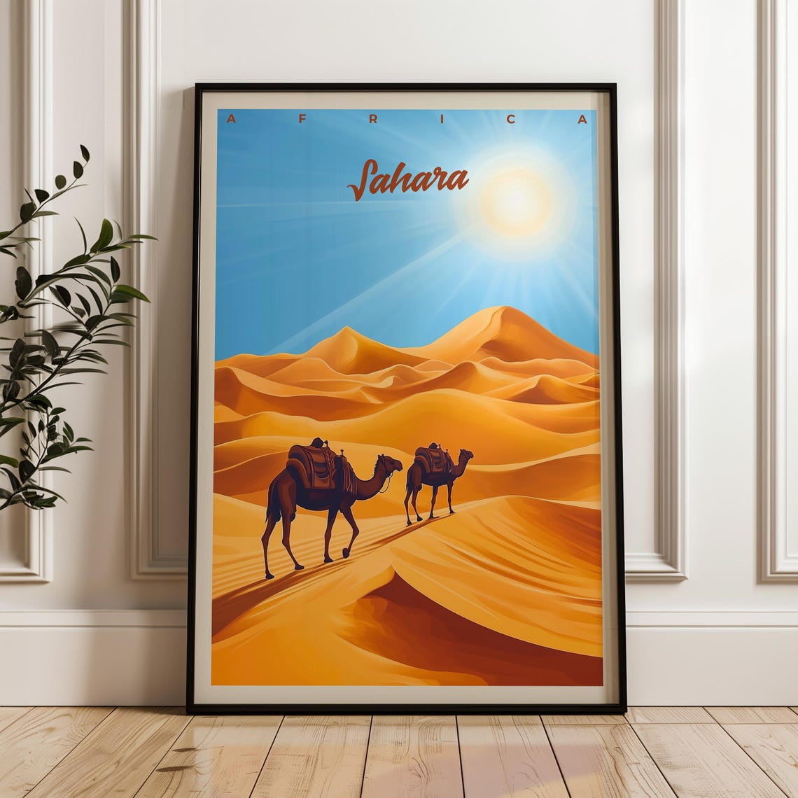 Sahara Desert Travel Poster - Africa Wall Art Print, Illustration ...