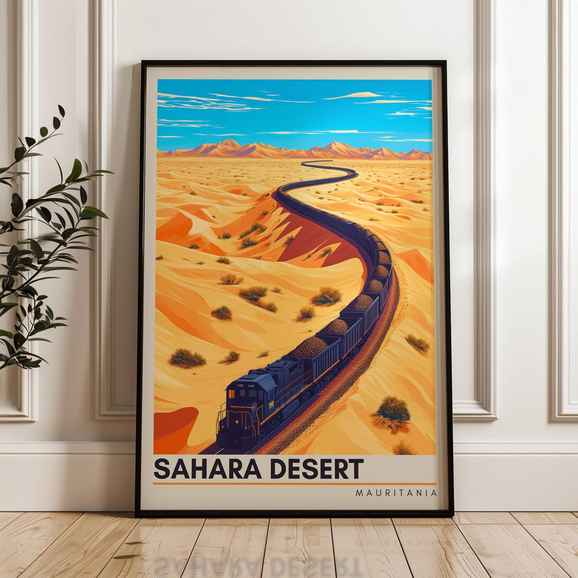 Sahara Desert Travel Poster, Mauritania Wall Art Print, Illustration ...