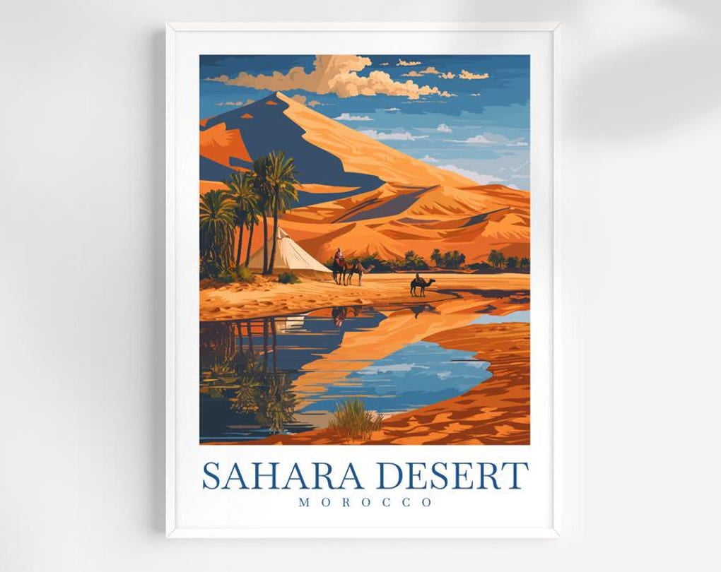 Sahara Desert Travel Print Wall Art Morocco Wall Hanging Home Décor ...