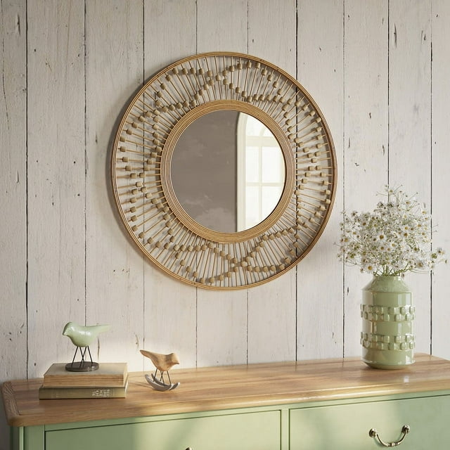 Sahara Sunbeam Round Bamboo Wide Frame Wall Mirror - Walmart.com