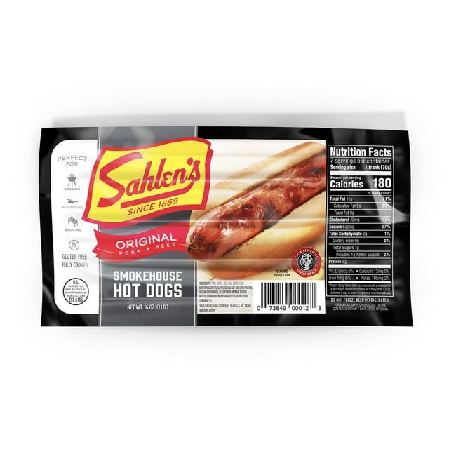 Sahlen's Tender Casing Pork & Beef Hot Dogs, 1 lb Package - Walmart.com