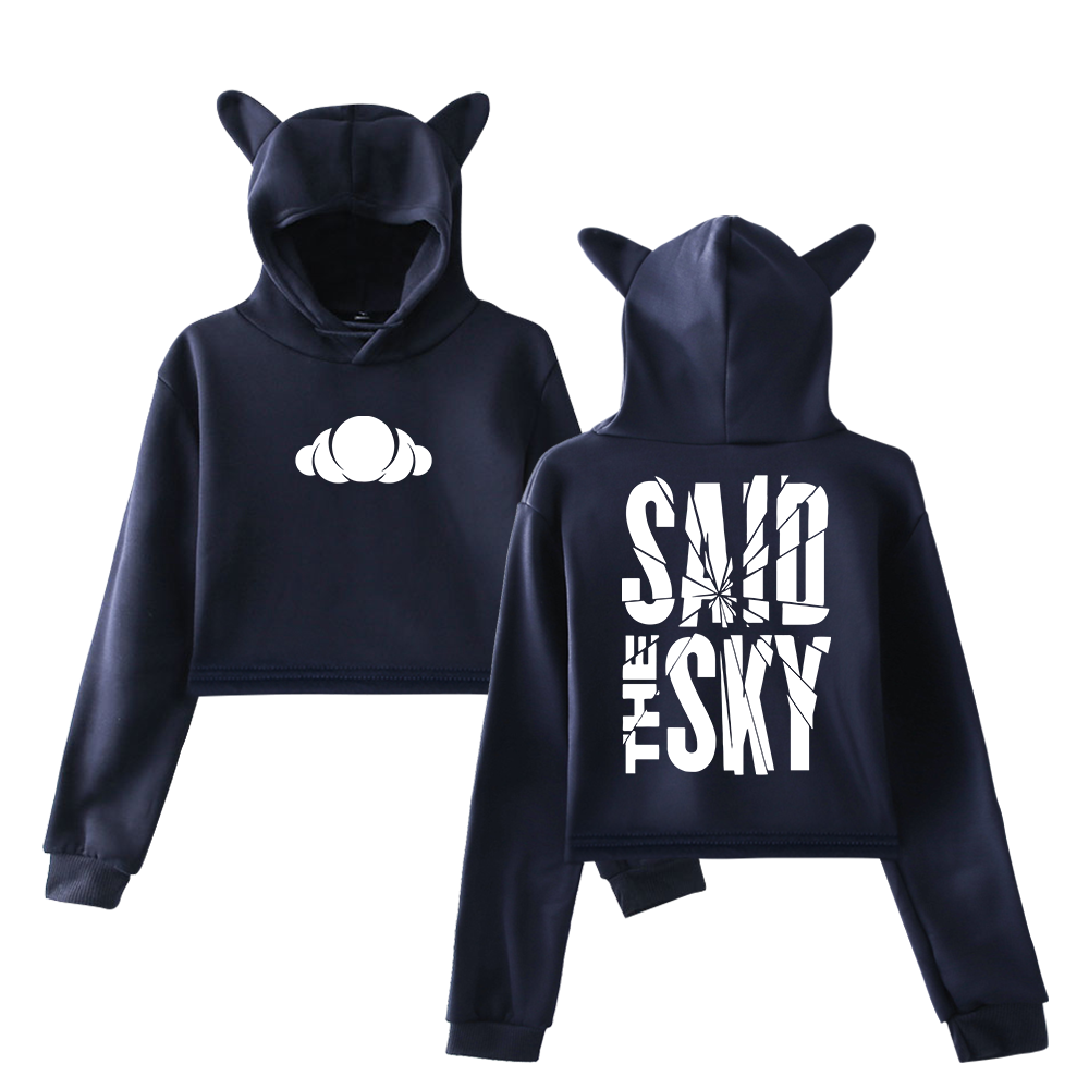 Said the Sky Classic Girl's Cute Cat Ear Cropped Pullover Hoodie Hooded ...