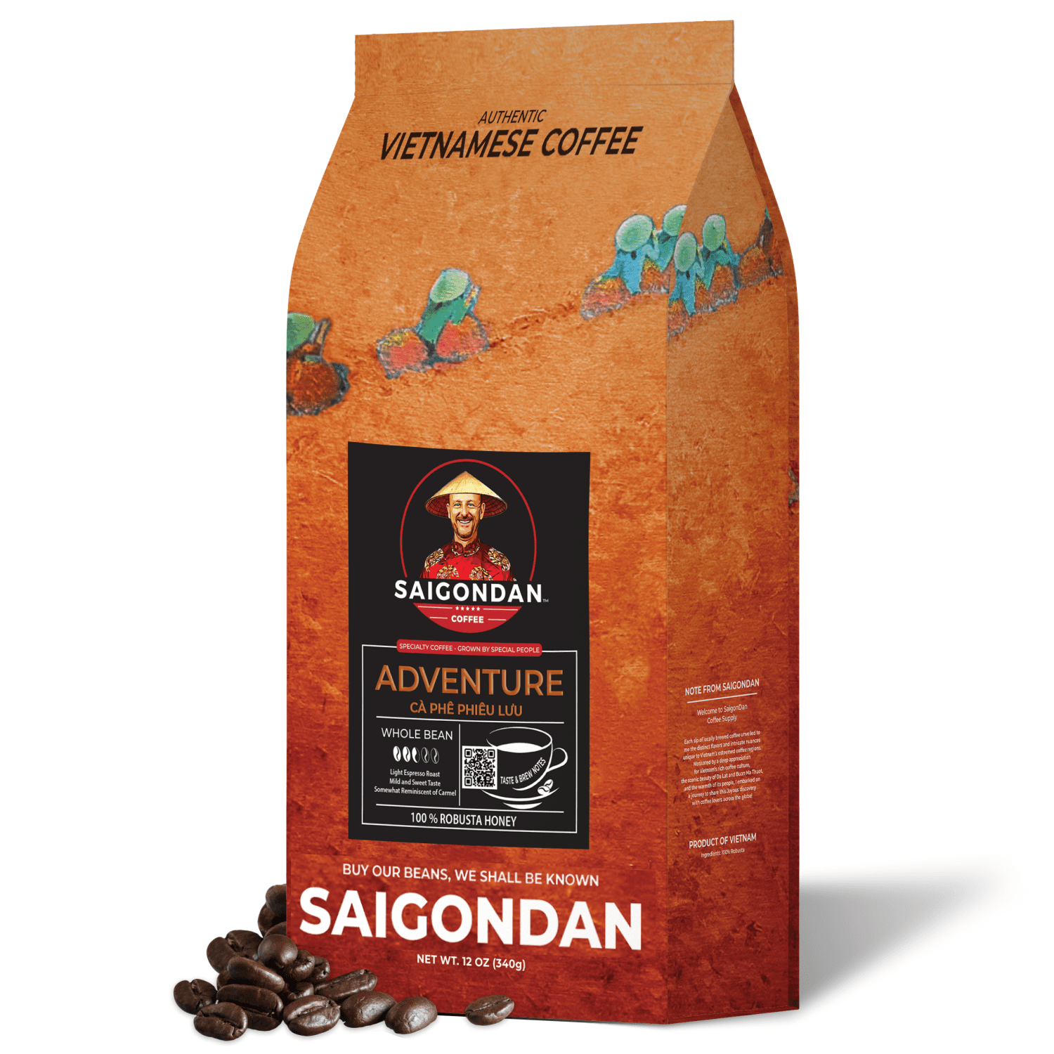 Saigondan Whole Bean Coffee - Adventure | Light Espresso Roast | 100% ...