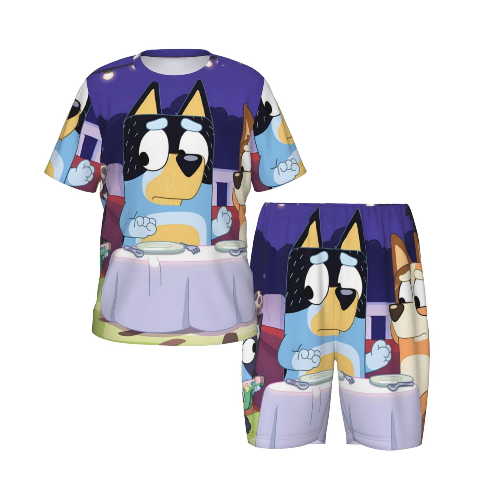 Saiise Bluey 2-Piece Cozy Pajamas For Little/Big Childern Short Sleeves ...