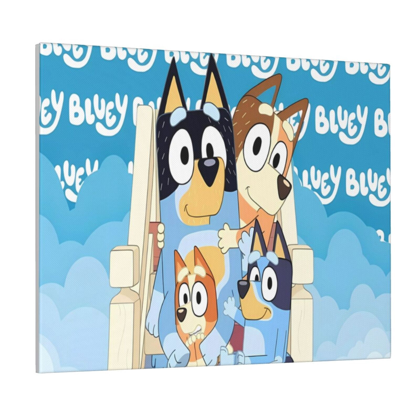 Saiise Bluey Frameless Canvas Wall Art - Abstract Modern Artwork for ...