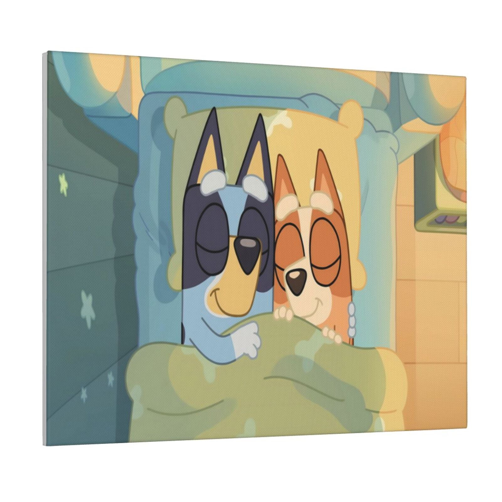 Saiise Bluey Frameless Canvas Wall Art - Abstract Modern Artwork for ...