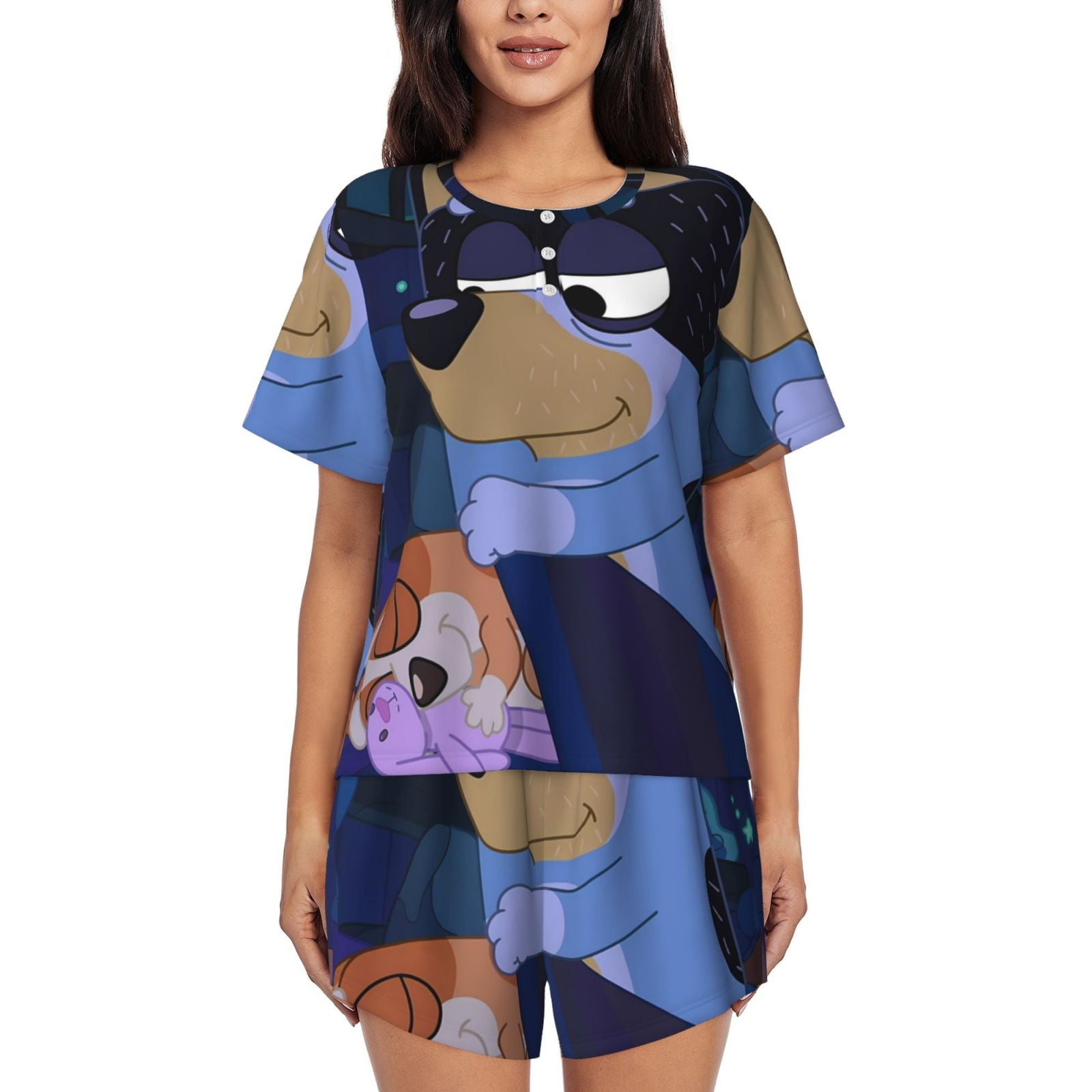 Saiise Bluey Pajamas Sets for Women Soft Short-Sleeved Pjs with Lounge ...