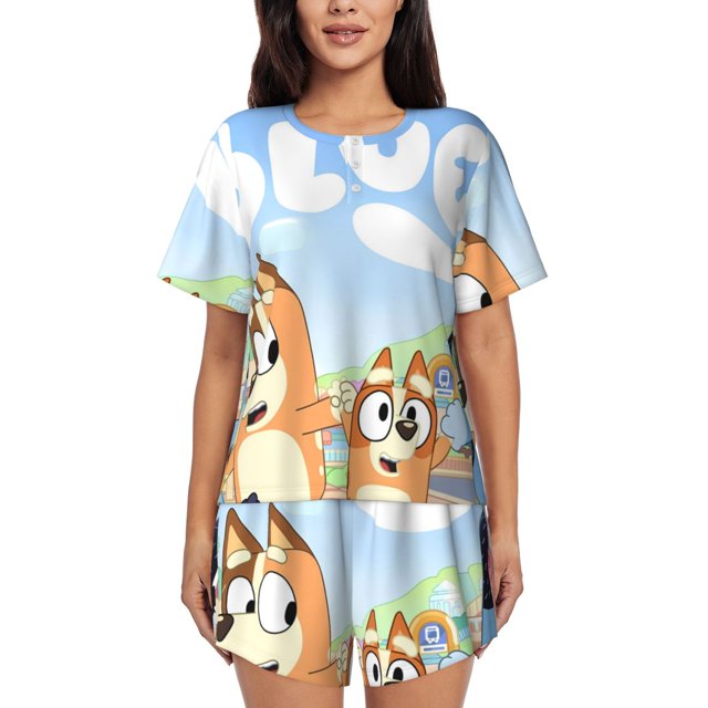 Saiise Bluey Pajamas Sets for Women Soft Short-Sleeved Pjs with Lounge ...