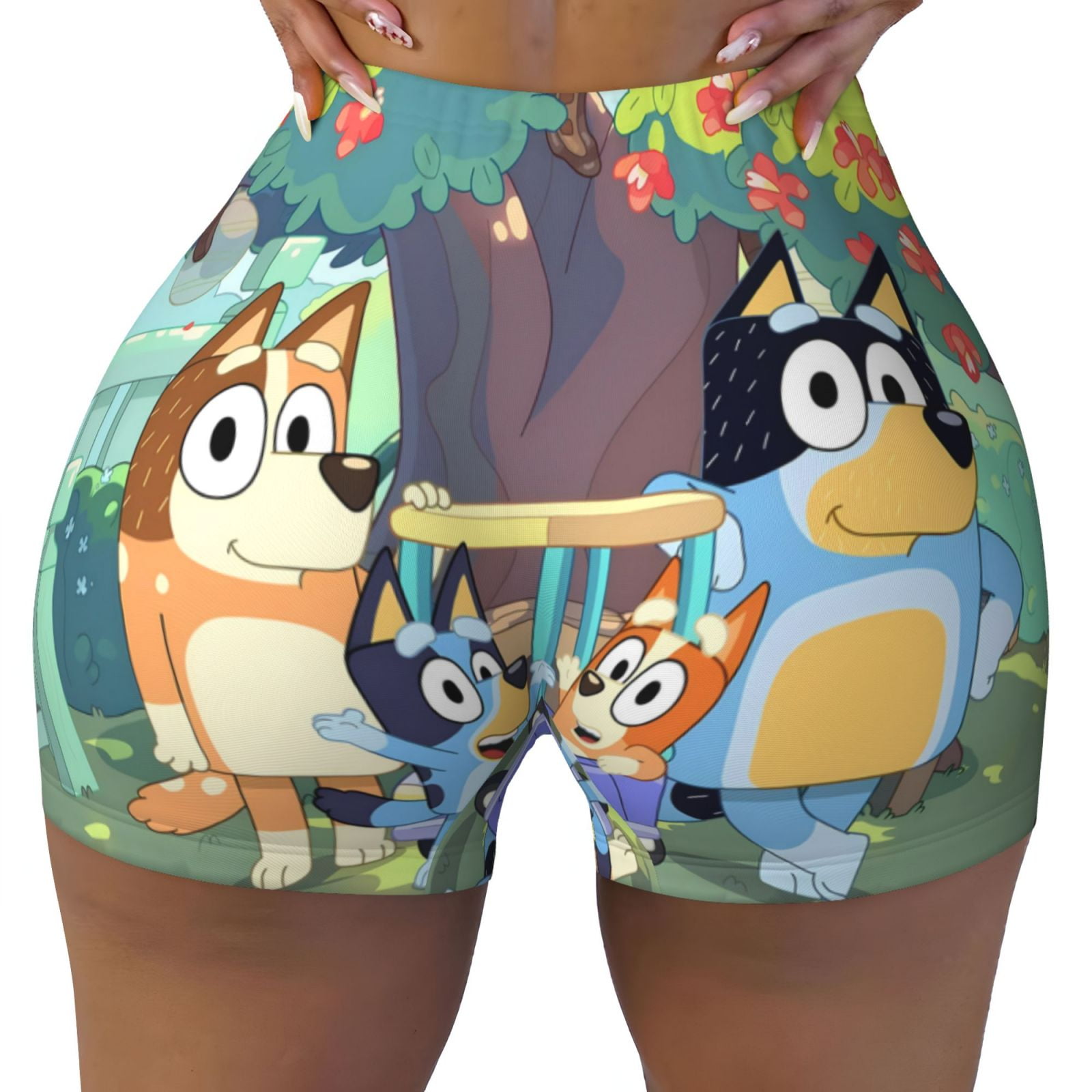 Saiise Bluey Print Workout Shorts for Women Gym Yoga Running Sport ...