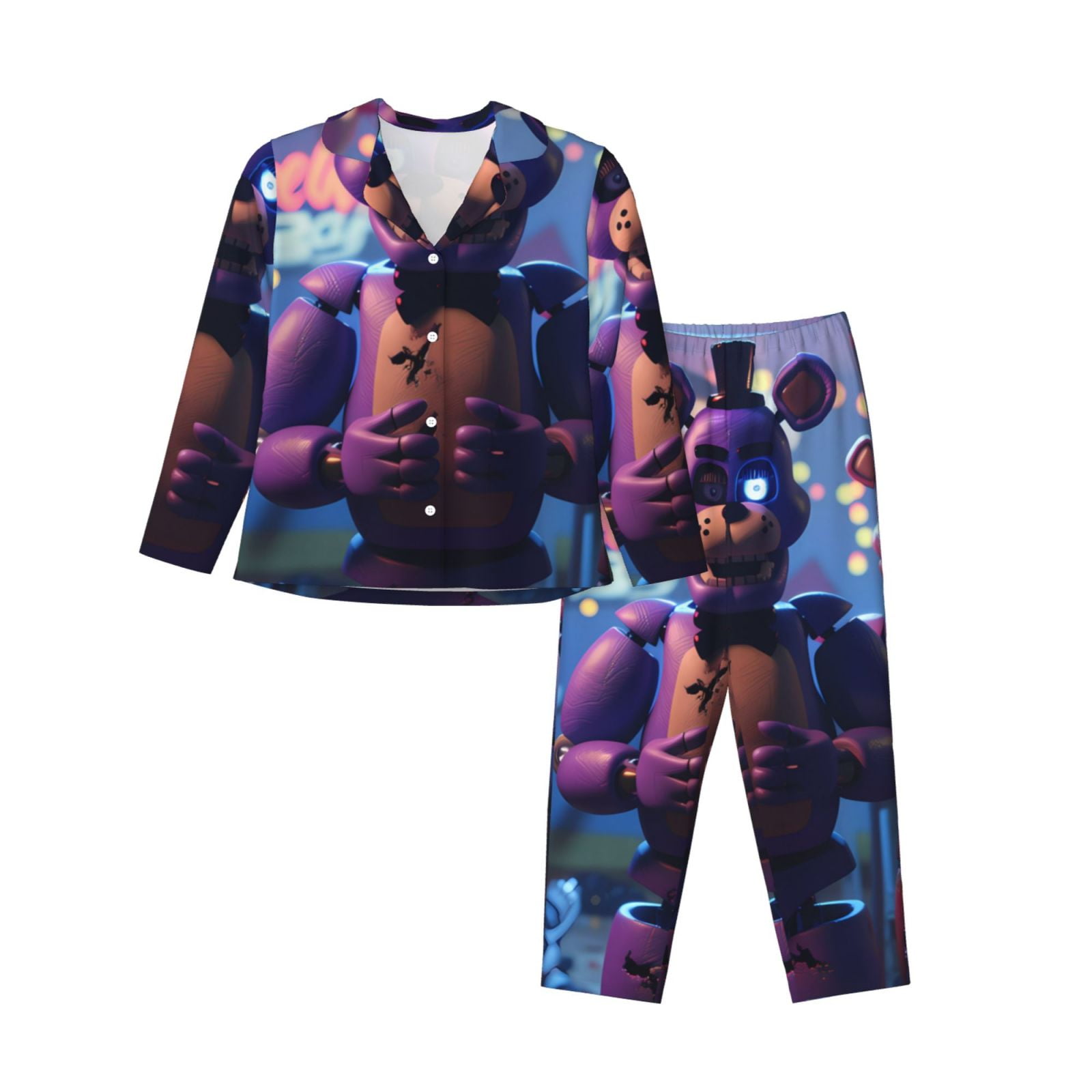 Saiise Five Nights At Freddy'S Print Women Soft Pajama Sets,Long Sleeve ...