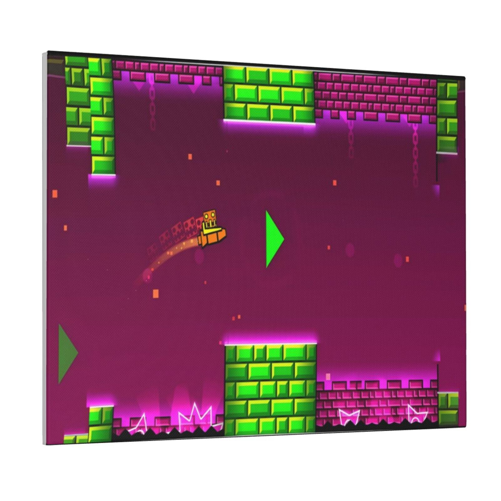 Saiise Geometry Dash Frameless Canvas Wall Art - Abstract Modern ...