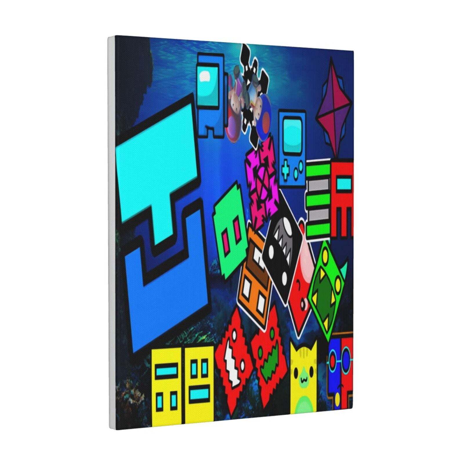 Saiise Geometry Dash Frameless Canvas Wall Art - Contemporary Abstract ...