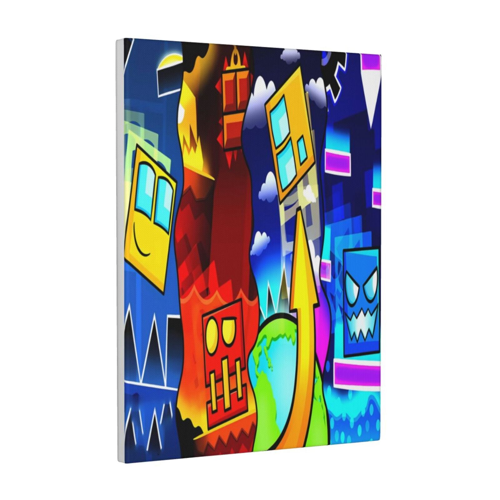Saiise Geometry Dash Frameless Canvas Wall Art - Contemporary Abstract ...
