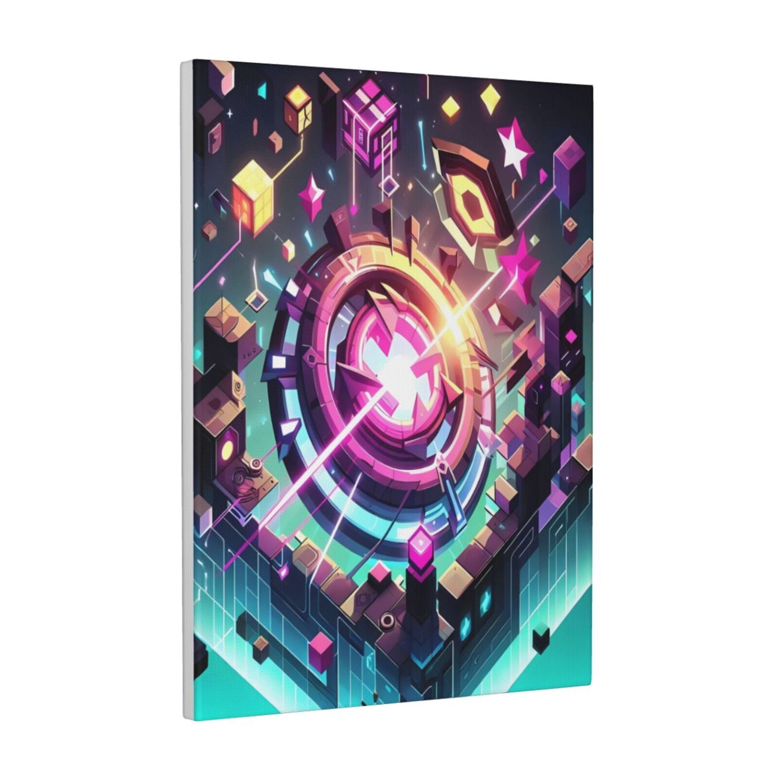 Saiise Geometry Dash Frameless Canvas Wall Art - Contemporary Abstract ...
