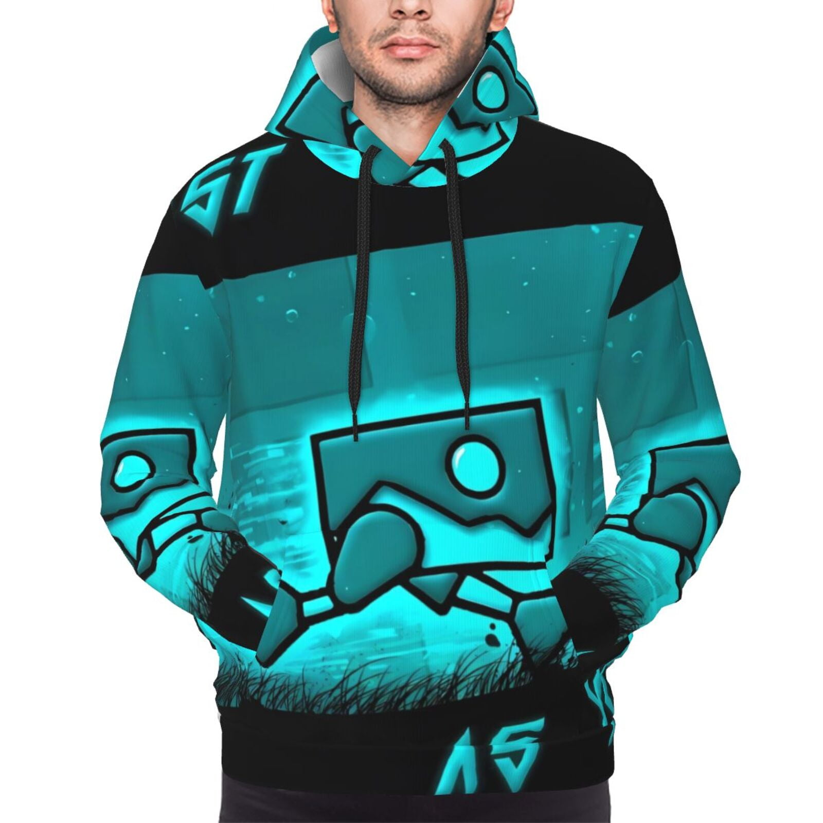 Saiise Geometry Dash Men's Graphic Print Long Sleeve Drawstring Hoodie ...