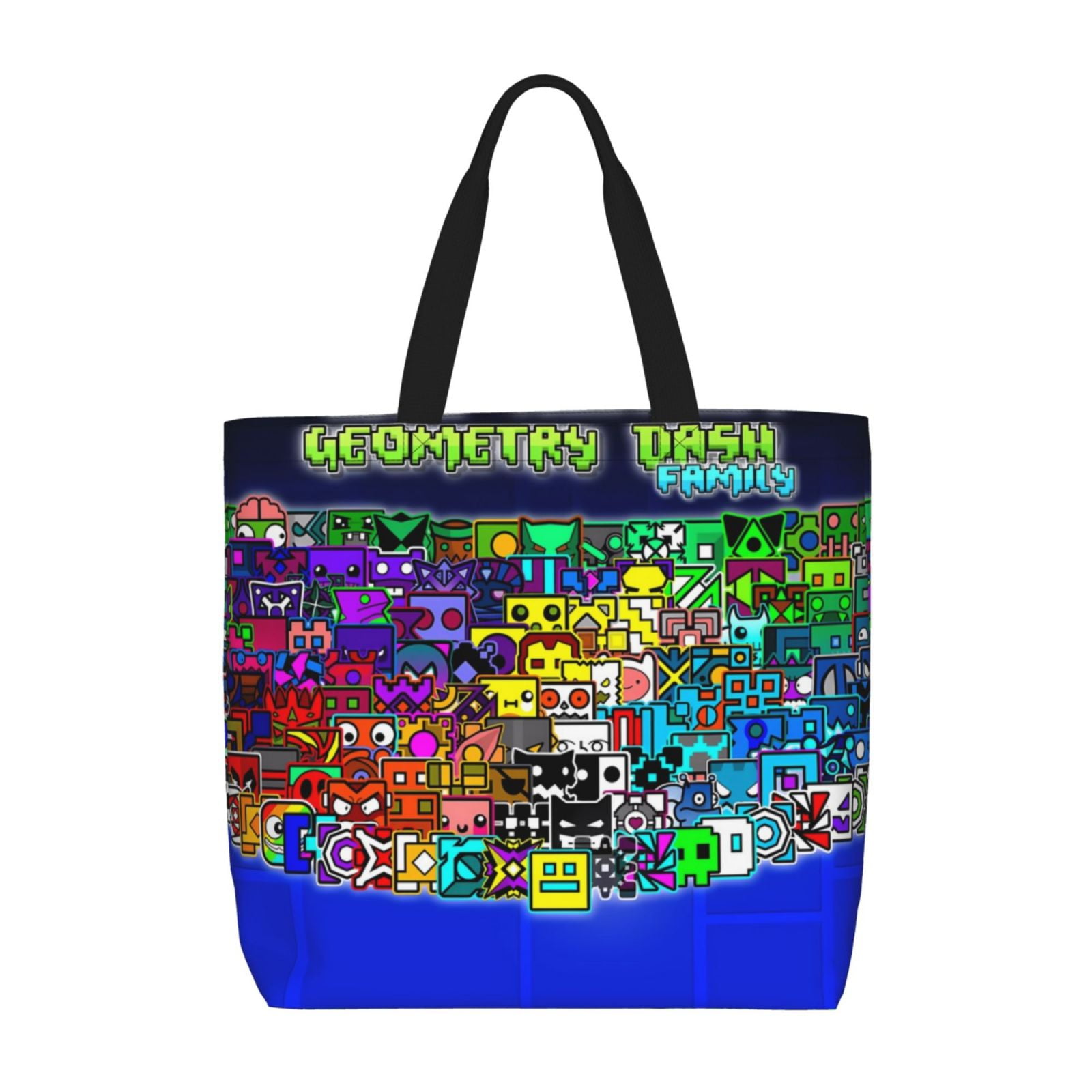 Saiise Geometry Dash Pattern Canvas Tote Bags,Tote Bags Multi-Purpose ...