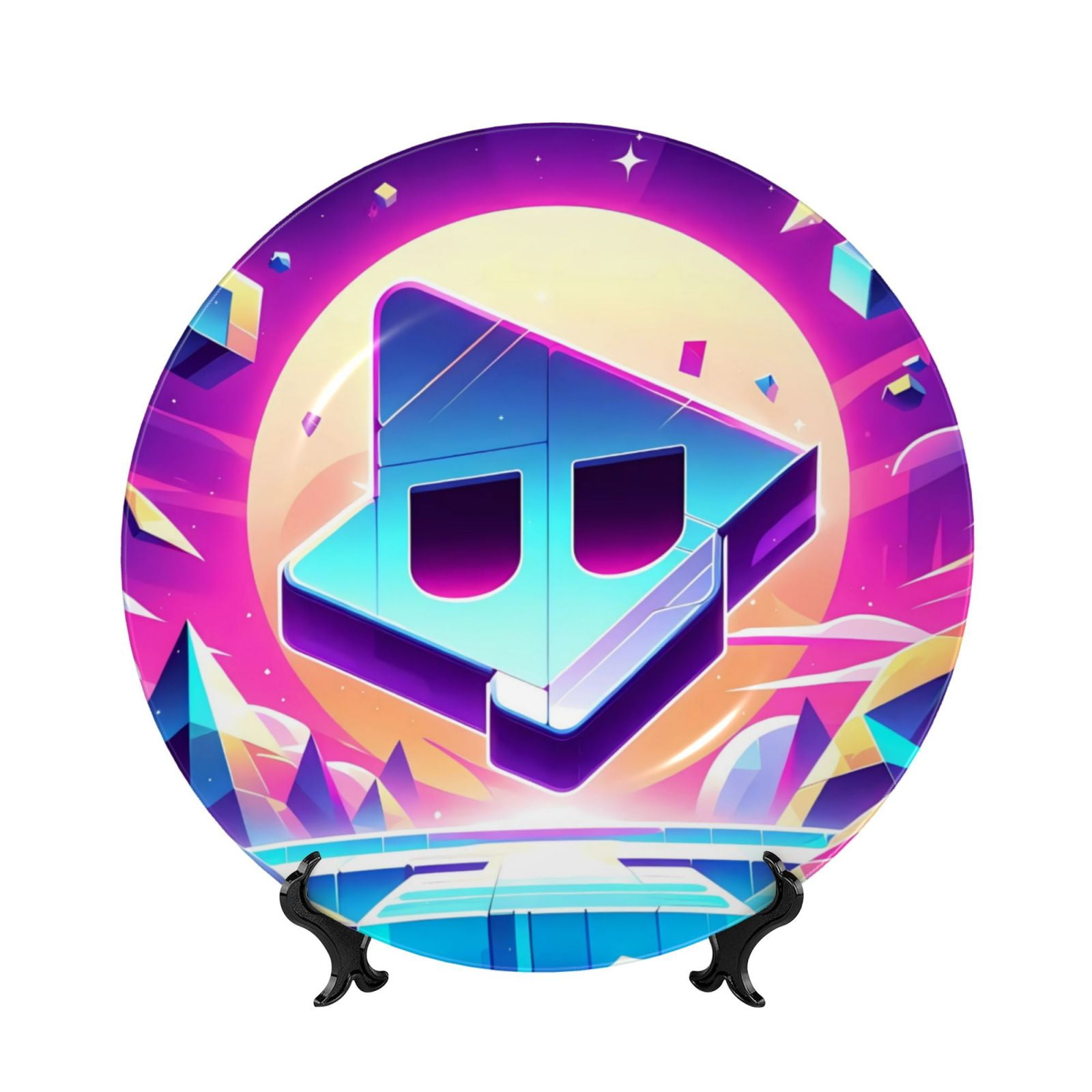 Saiise Geometry Dash Print Bone China Decorative Plate Ceramic ...