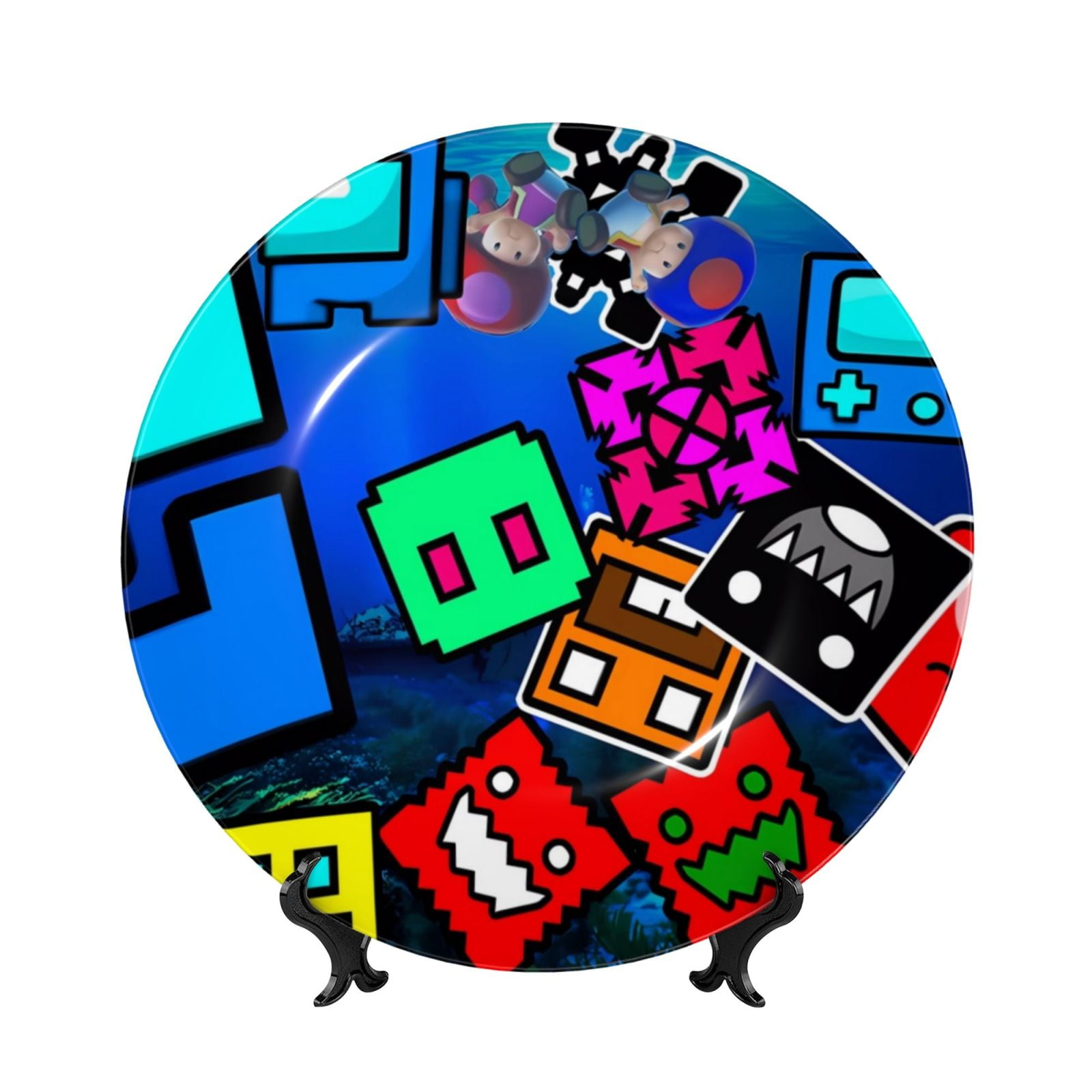 Saiise Geometry Dash Print Bone China Decorative Plate Ceramic ...