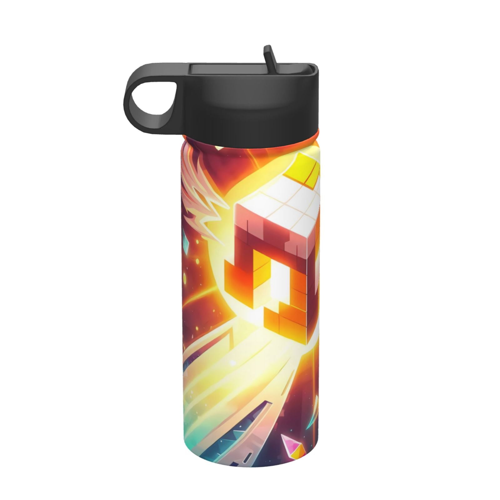 Saiise Geometry Dash Print Insulated Water Bottle with Straw,Sports ...