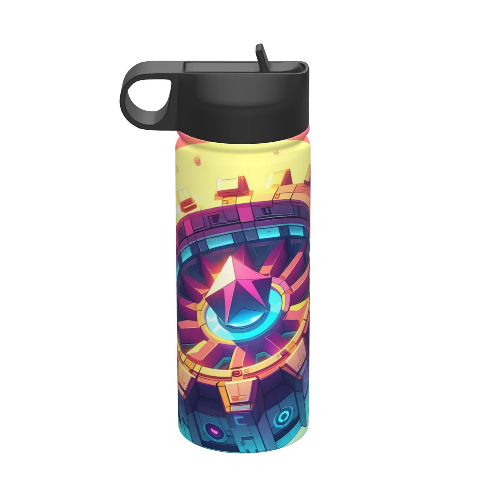 Saiise Geometry Dash Print Insulated Water Bottle with Straw,Sports ...