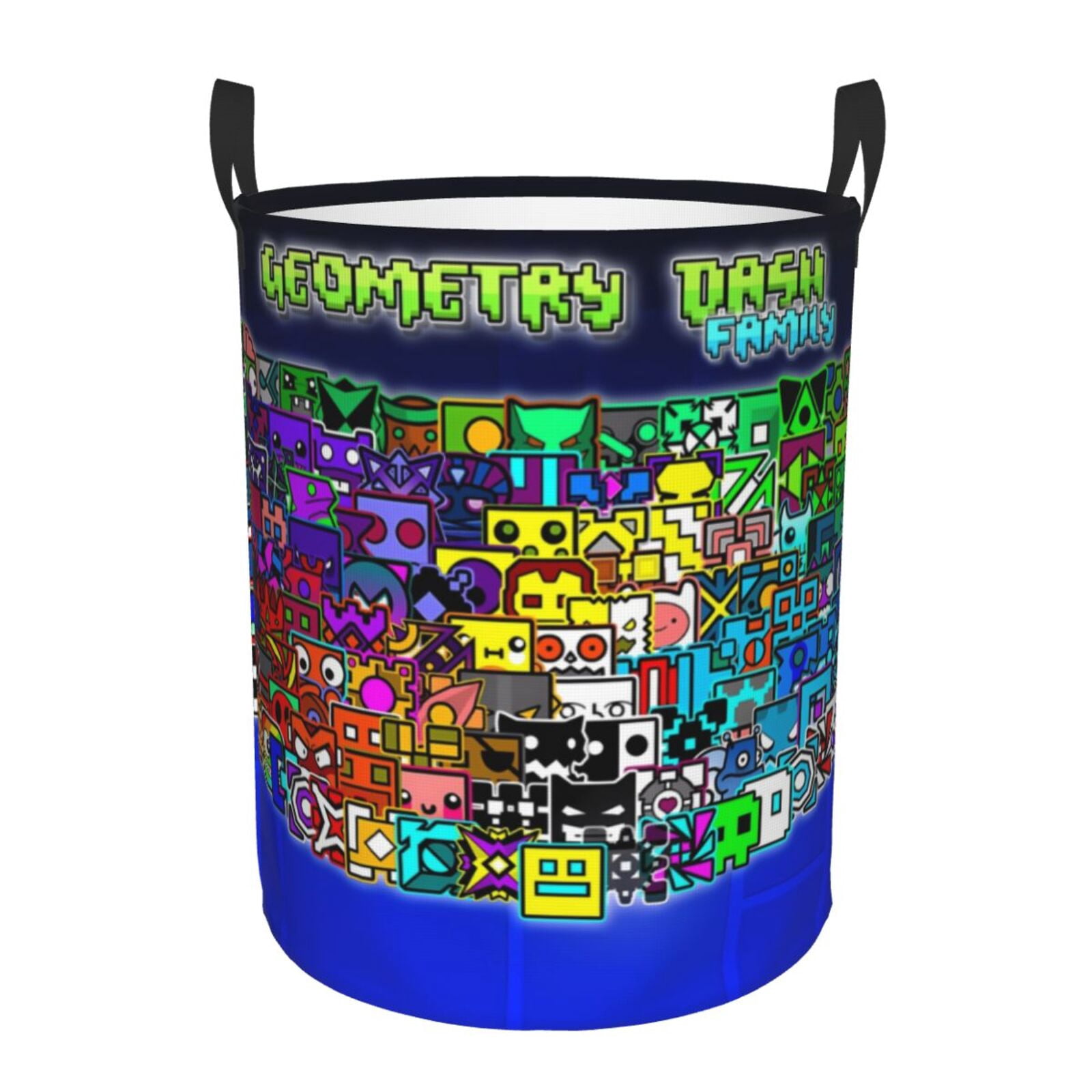 Saiise Geometry Dash Print Laundry Basket Circular Laundry Hamper with ...