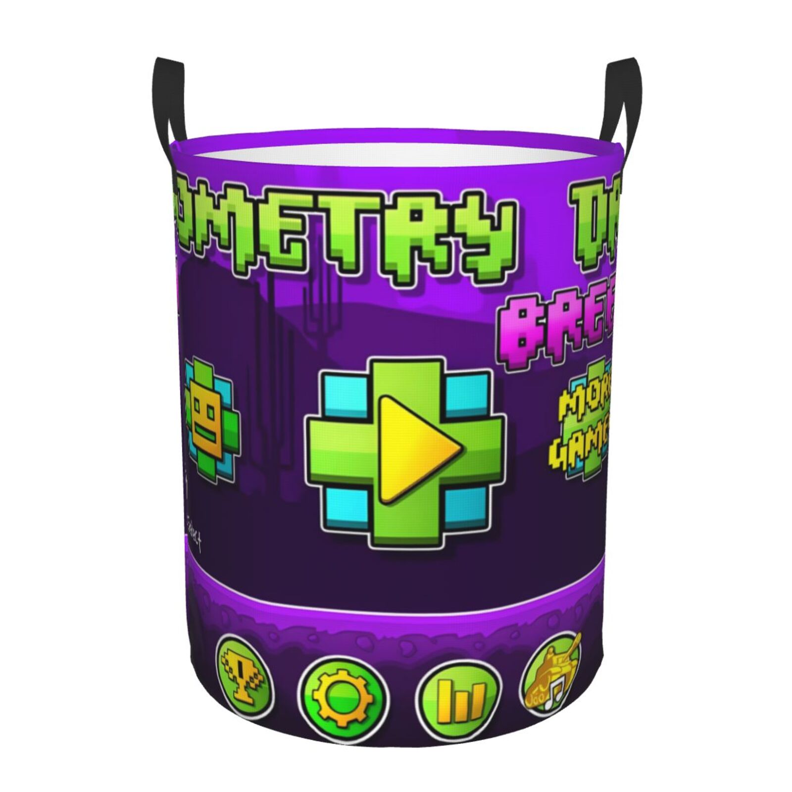 Saiise Geometry Dash Print Laundry Basket Circular Laundry Hamper with ...