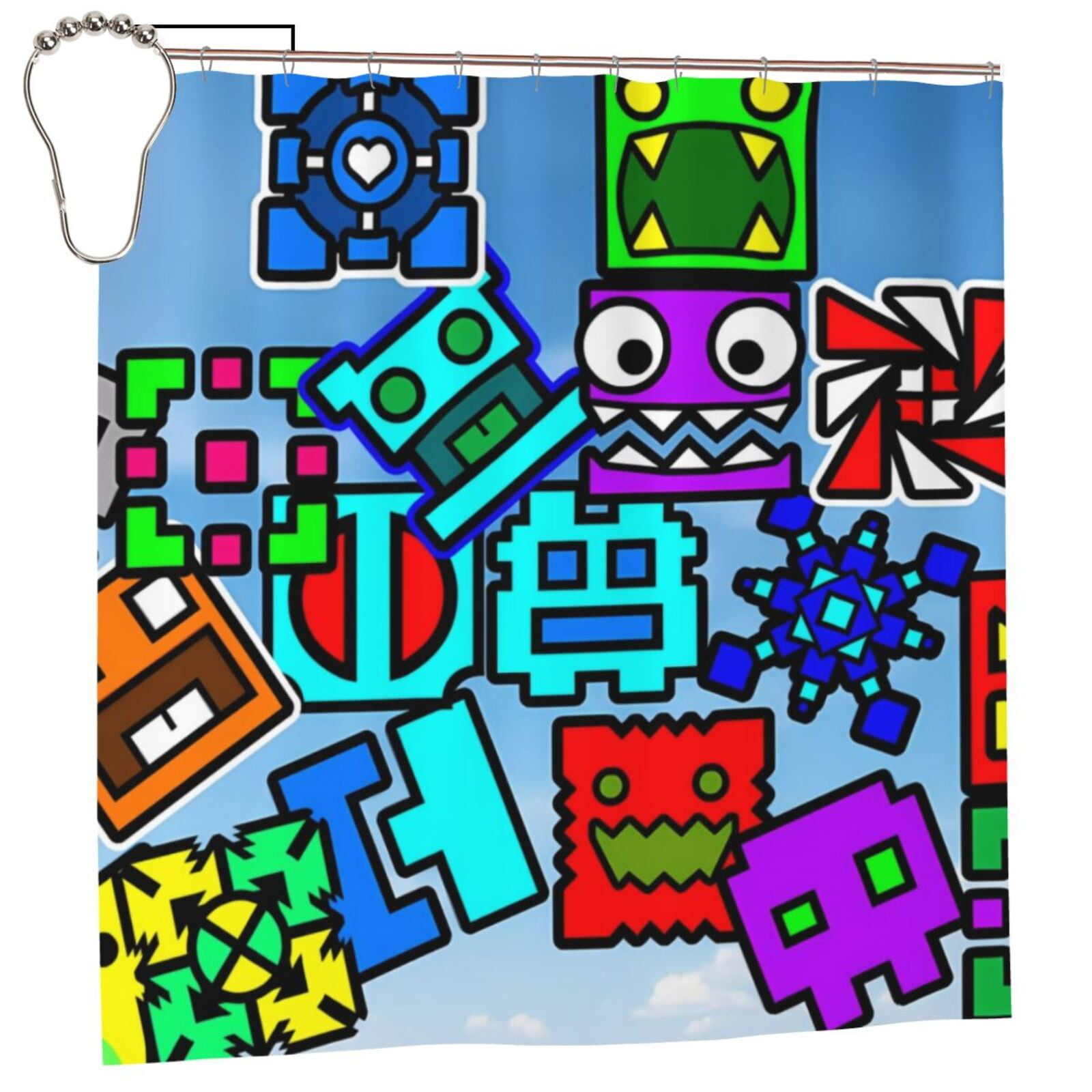 Saiise Geometry Dash Print Shower Curtain for Bathroom,Shower Curtain ...