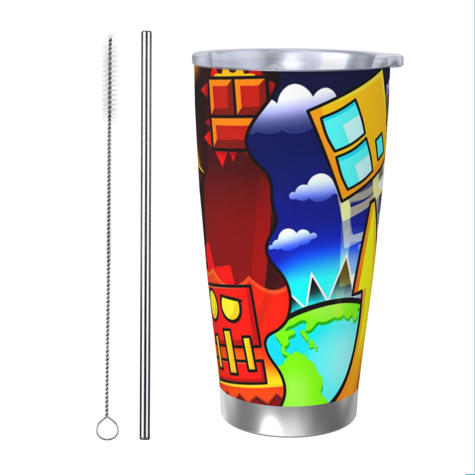 Saiise Geometry Dash Print Tumbler 20 Oz Stainless Steel Vacuum ...