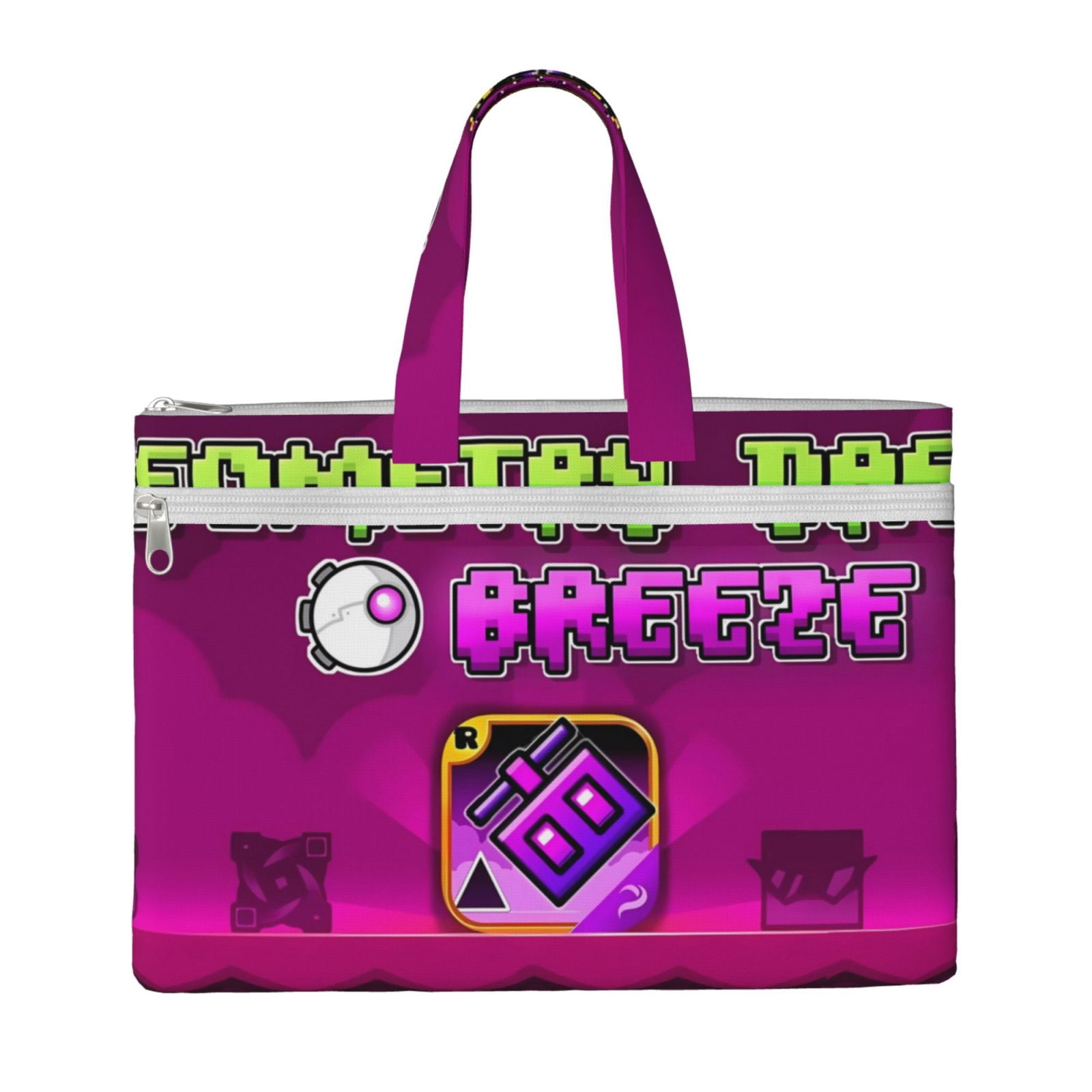 Saiise Geometry Dash Print Zipper Document File Bag Pouch with Handle ...
